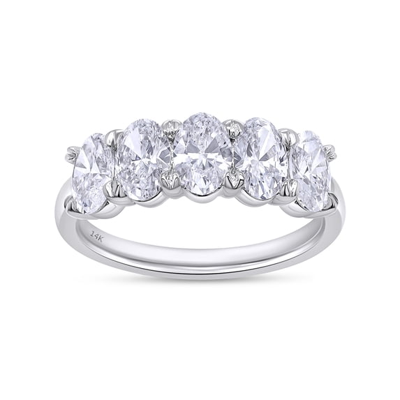 AFFY 5 Stone Diamond Engagement Ring for Women, 6X4MM Oval Cut Lab ...