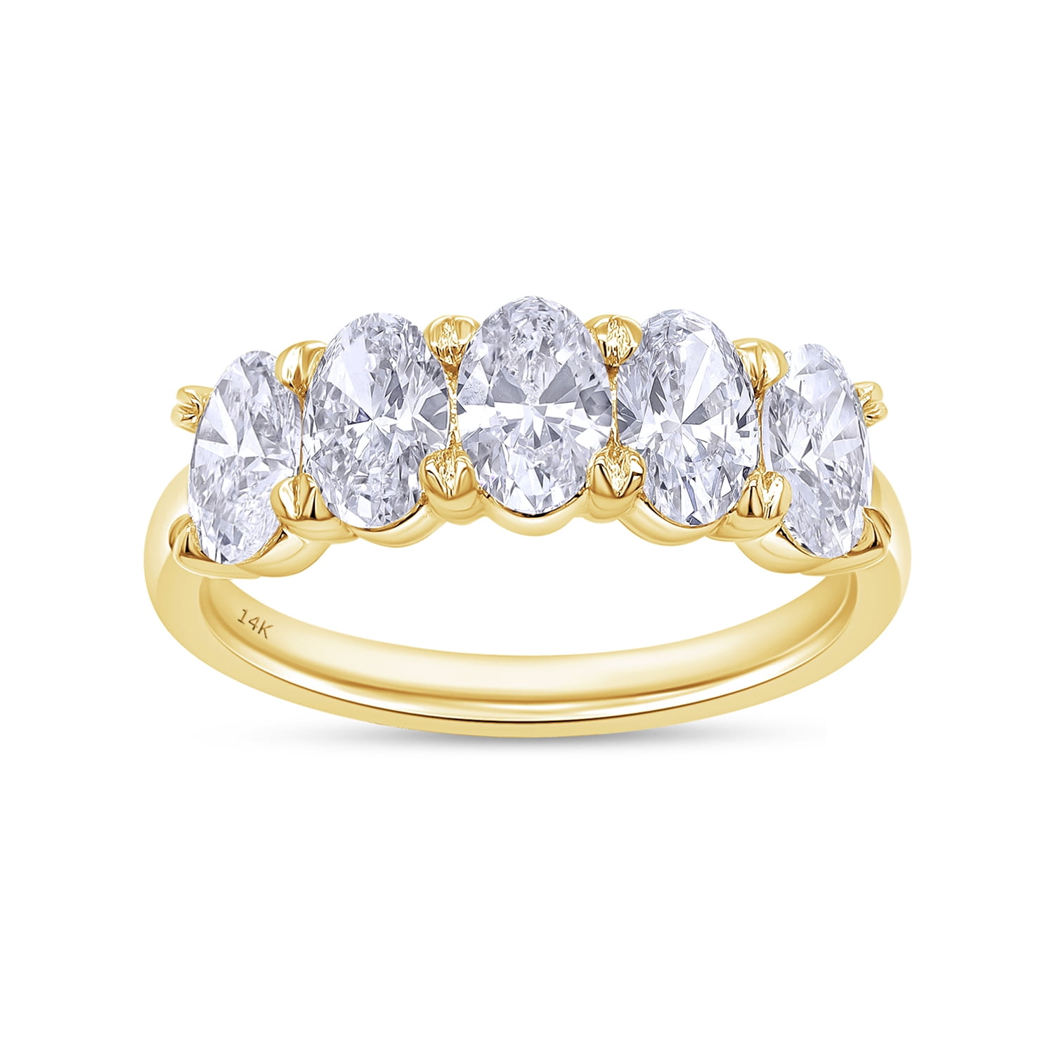 AFFY 5 Stone Diamond Engagement Ring for Women, 6X4MM Oval Cut Lab ...