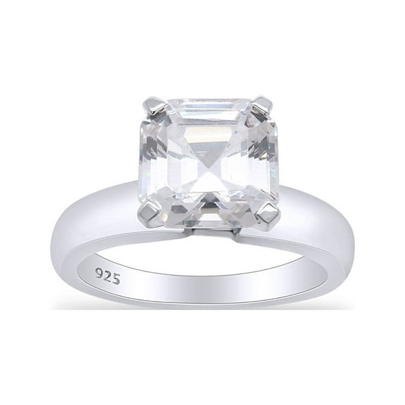 AFFY Asscher Cut Cubic Zirconia Solitaire Anniversary Ring in 14k Rose ...