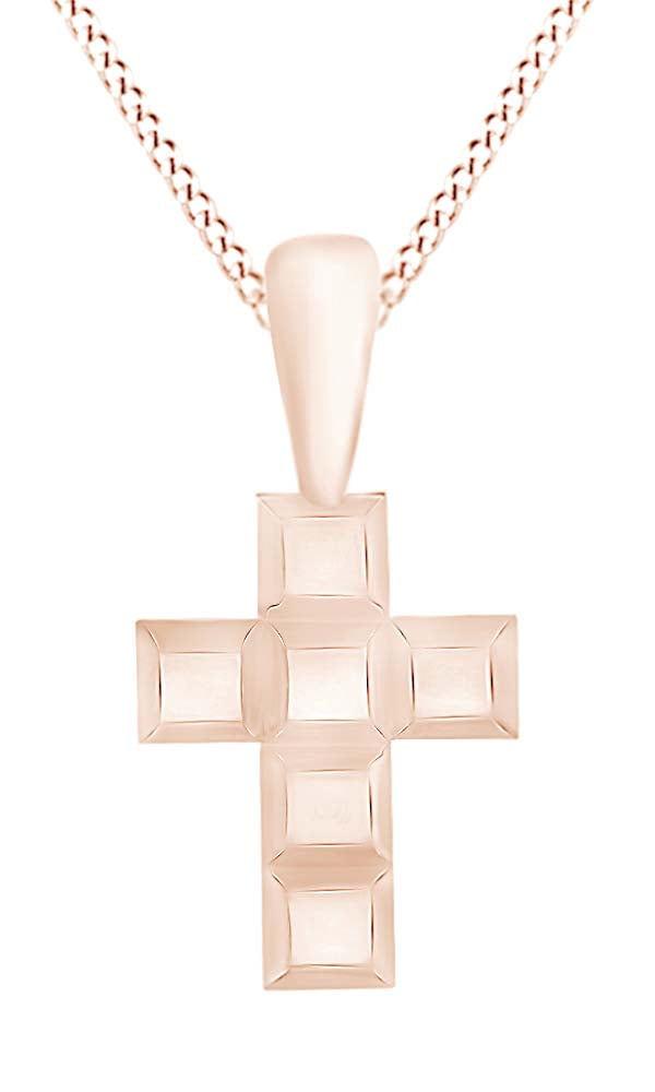 AFFY Beveled Squares Cross Pendant Necklace In 14k Rose Gold - Walmart.com