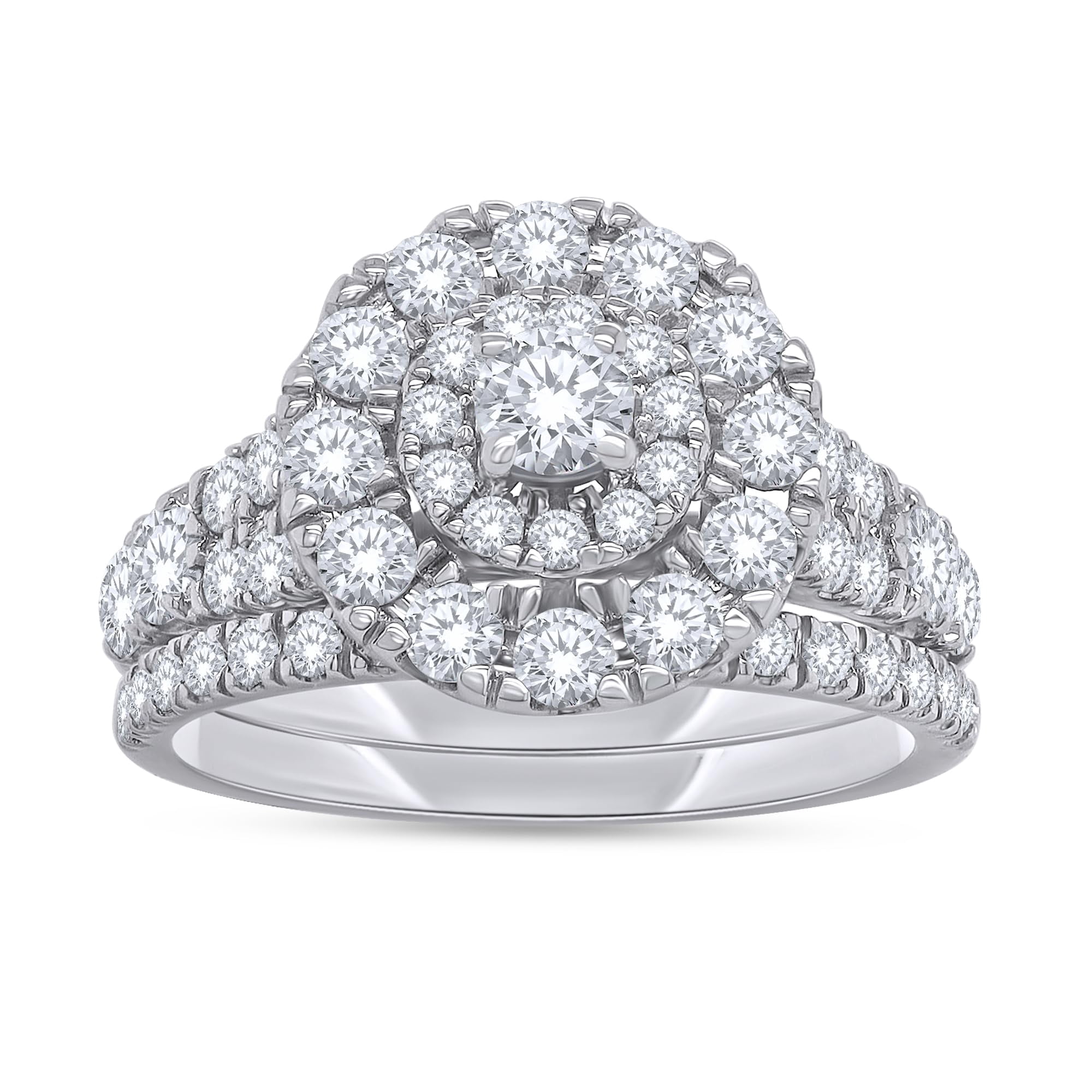 AFFY Bridal Ring Set for Women 1.00 Carat Round Cut Lab Grown Diamond ...