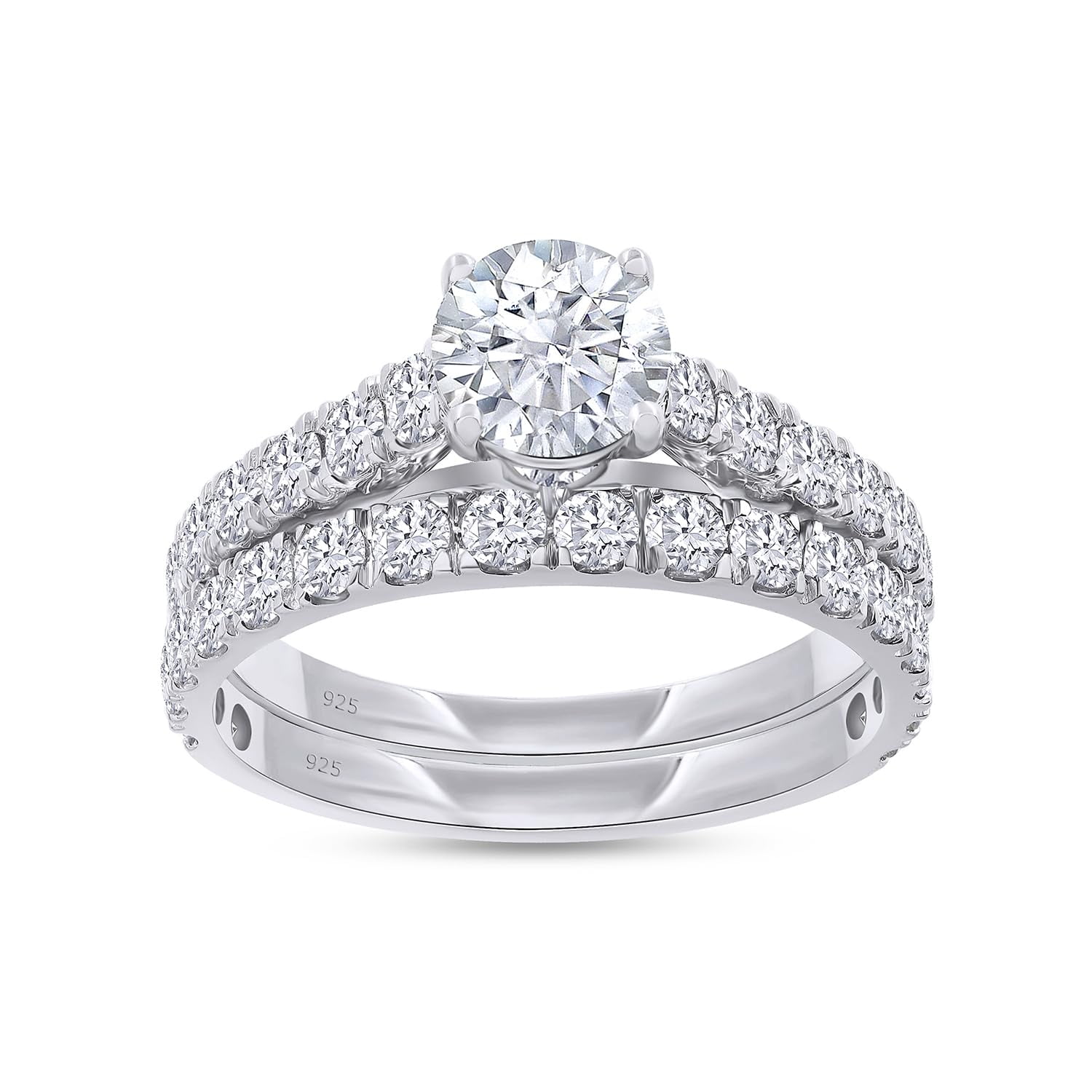 AFFY Bridal Ring Set For Women, 2.00 Carat Round Lab Grown Diamond ...