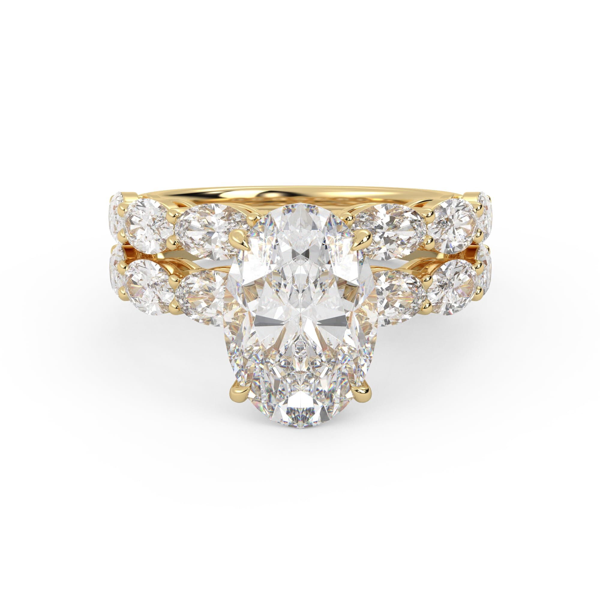 AFFY Bridal Ring Set for Women Center 12.5x8.5mm Oval Cut Lab Created ...