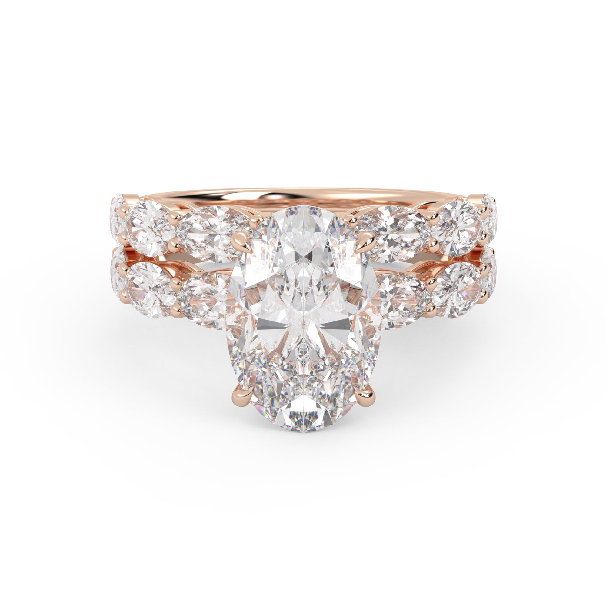 AFFY Bridal Ring Set for Women Center 12.5x8.5mm Oval Cut Lab Created ...