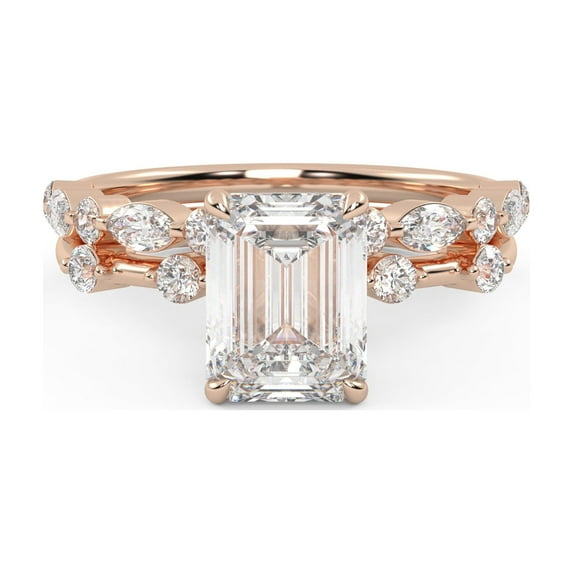 AFFY Bridal Ring Set for Women Center 8.5x 6.5mm Emerald, Marquise and ...