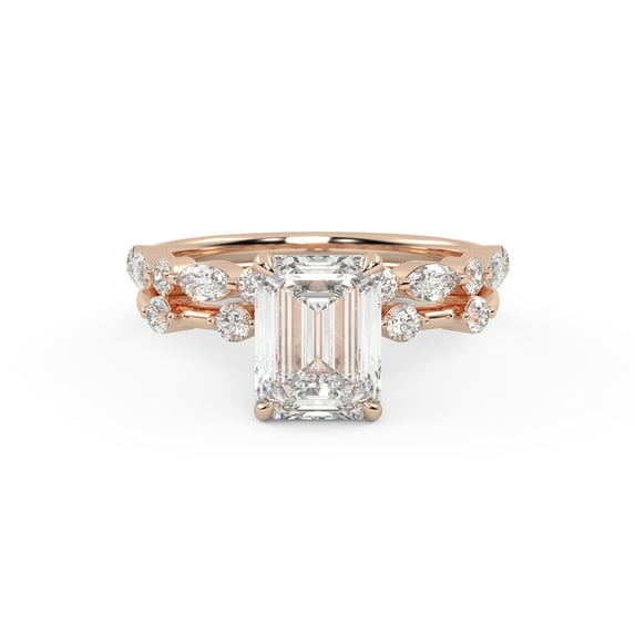 AFFY Bridal Ring Set for Women Center 8.5x 6.5mm Emerald, Marquise and ...