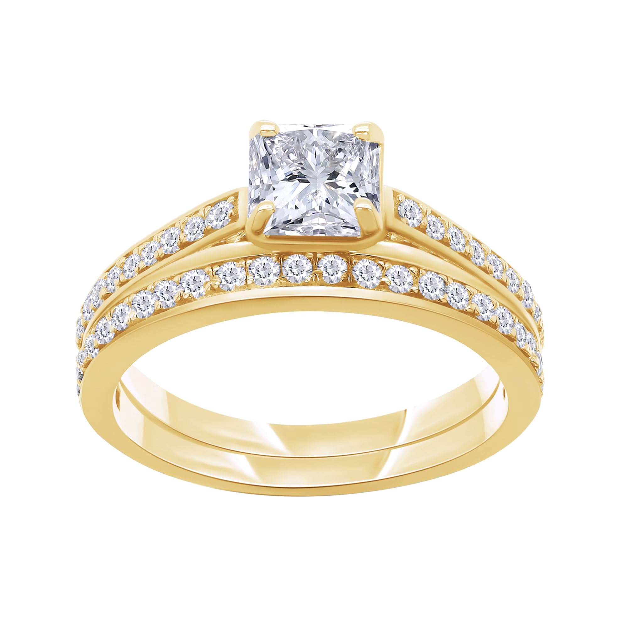 AFFY Bridal Set Rings for Women 1.00 Cttw Princess & Round Cut Lab ...