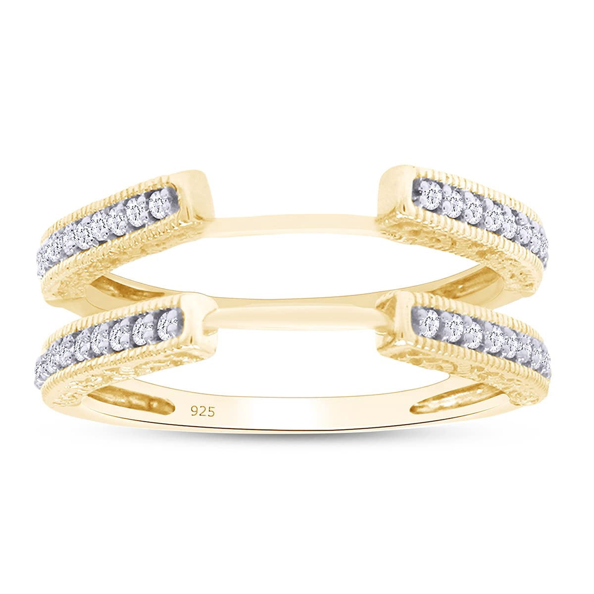 AFFY Cathedral Enhancer Guard Ring for Women with Round Lab Created ...