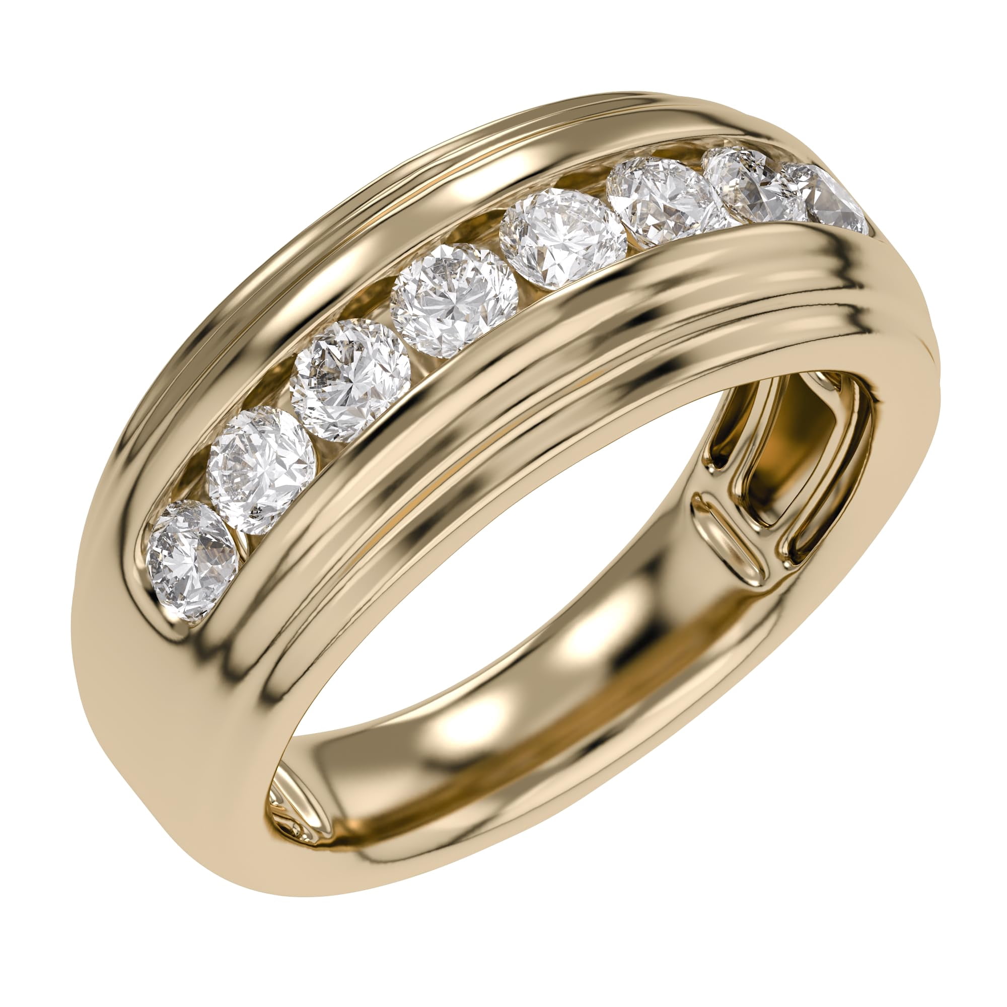 AFFY Channel Set Men's Wedding Band Ring, 1.00 Carat (ctw) Round Cut ...