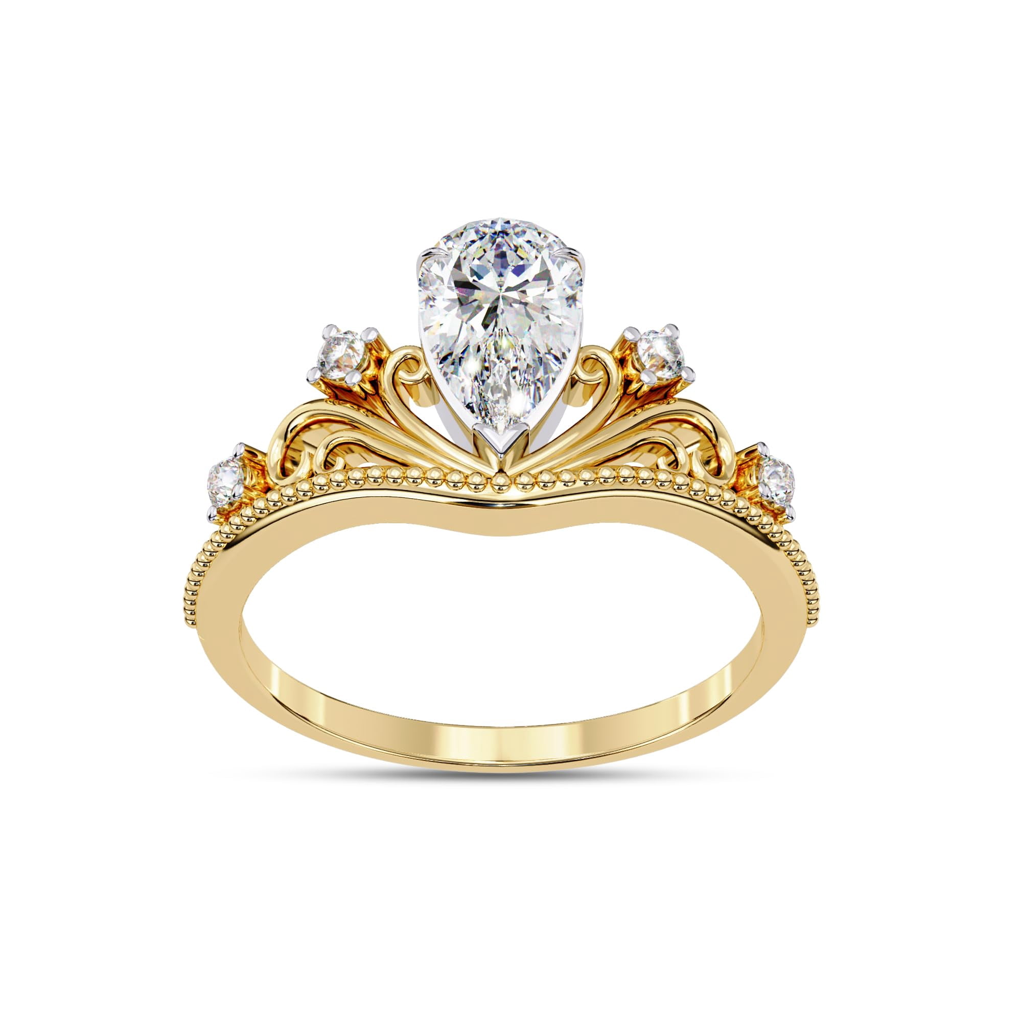 AFFY Chevron Shaped Crown Engagement Ring for Women Center 8.5x5mm Pear ...