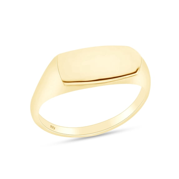 AFFY Comfort Fit Narrow Rectangular Signet Ring In 14K Yellow Gold Over ...