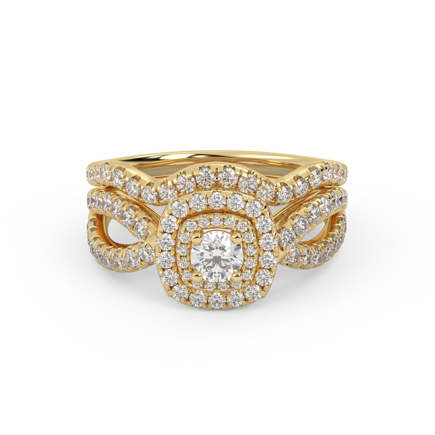 AFFY Double Halo Bridal Ring Set for Women Center 3.75mm Round Cut Lab ...