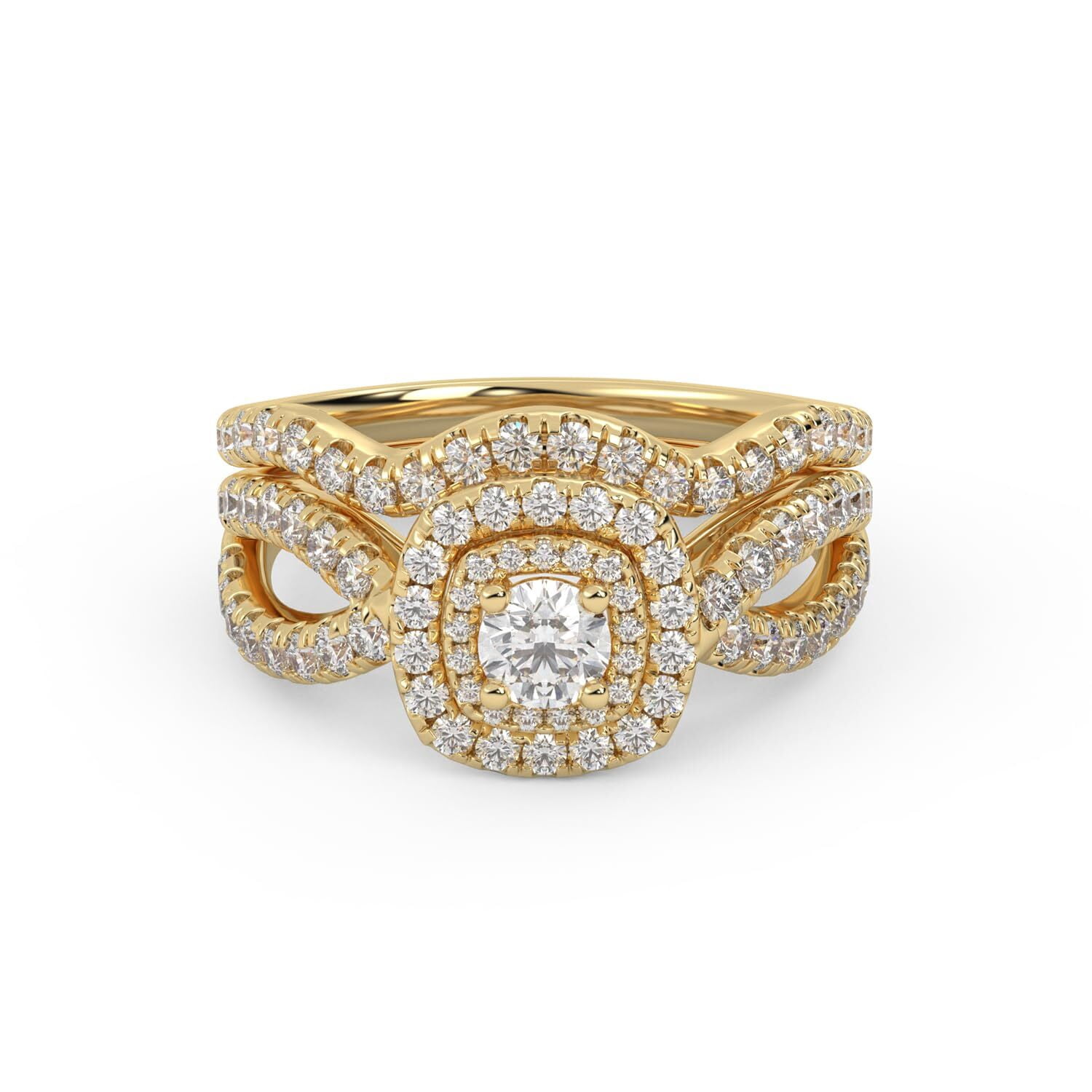 AFFY Double Halo Bridal Ring Set for Women Center 3.75mm Round Cut Lab ...
