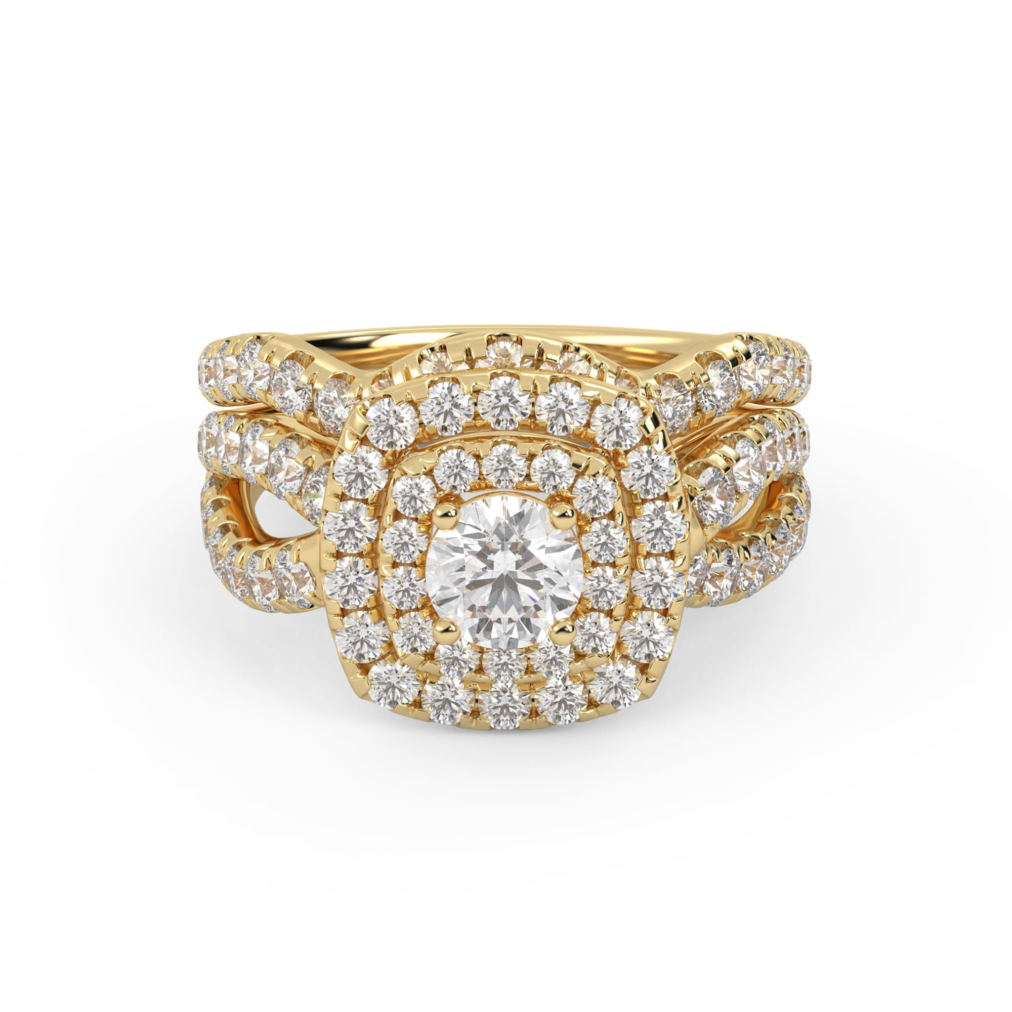 AFFY Double Halo Bridal Ring Set for Women Center 4.75mm Round Cut Lab ...