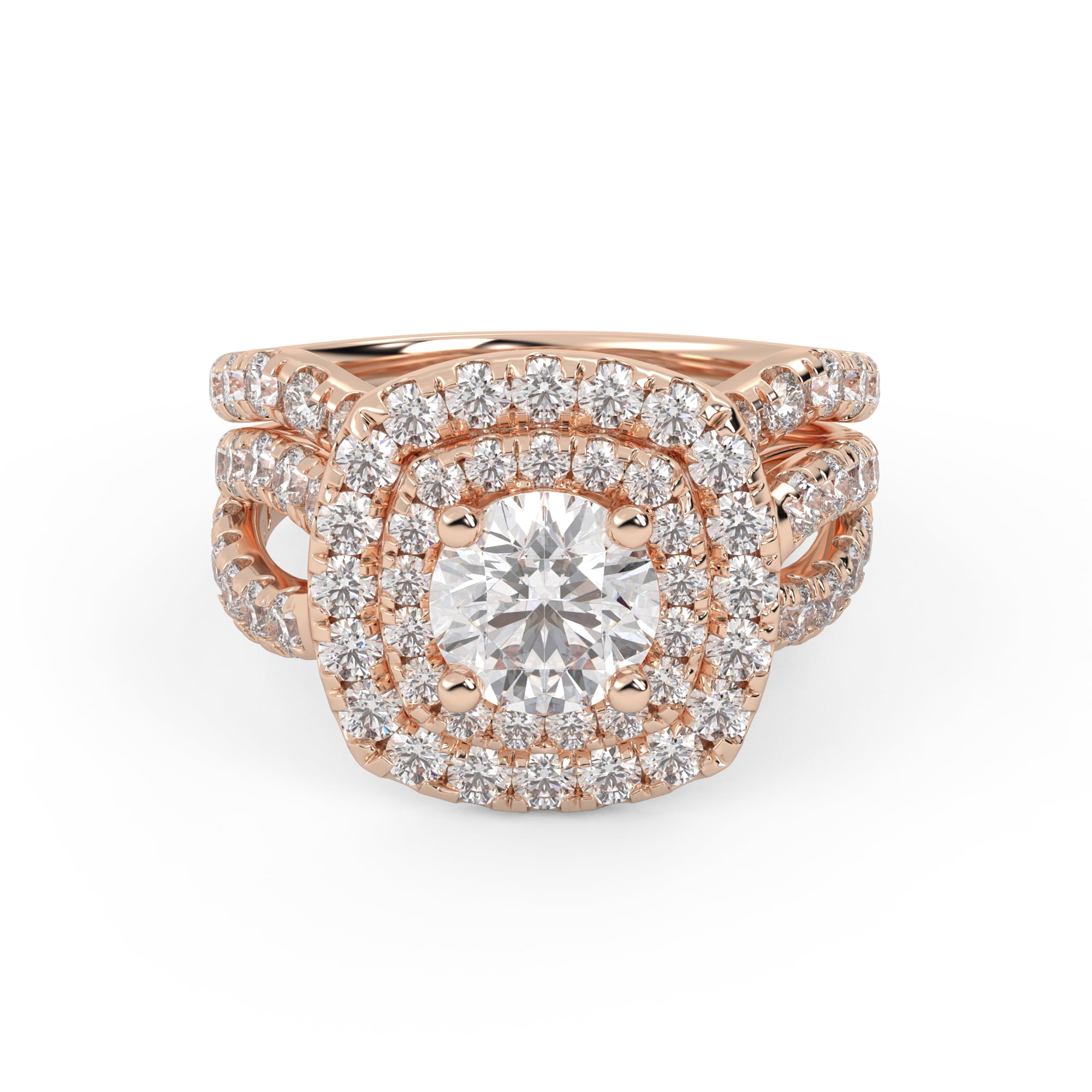 AFFY Double Halo Bridal Ring Set for Women Center 6.5mm Lab Created ...