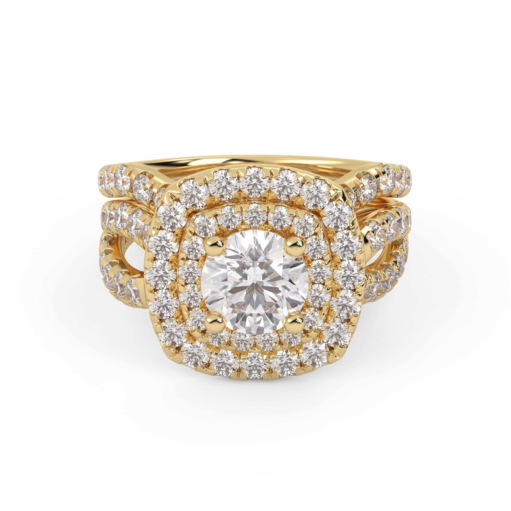 AFFY Double Halo Bridal Ring Set for Women Center 6.5mm Lab Created ...