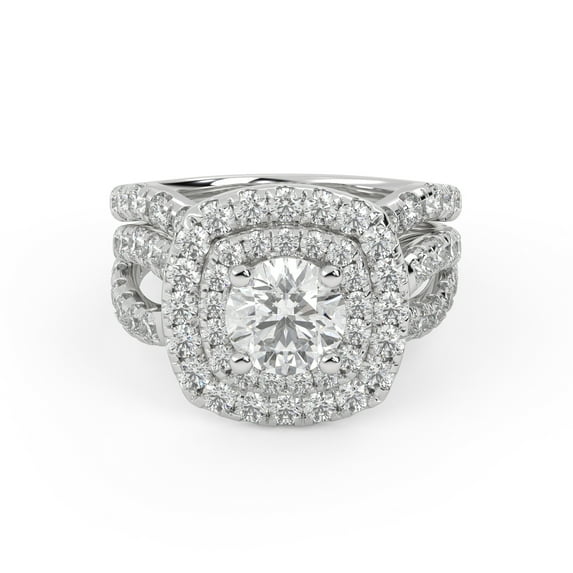 AFFY Double Halo Bridal Ring Set for Women Center 6.5mm Lab Created ...