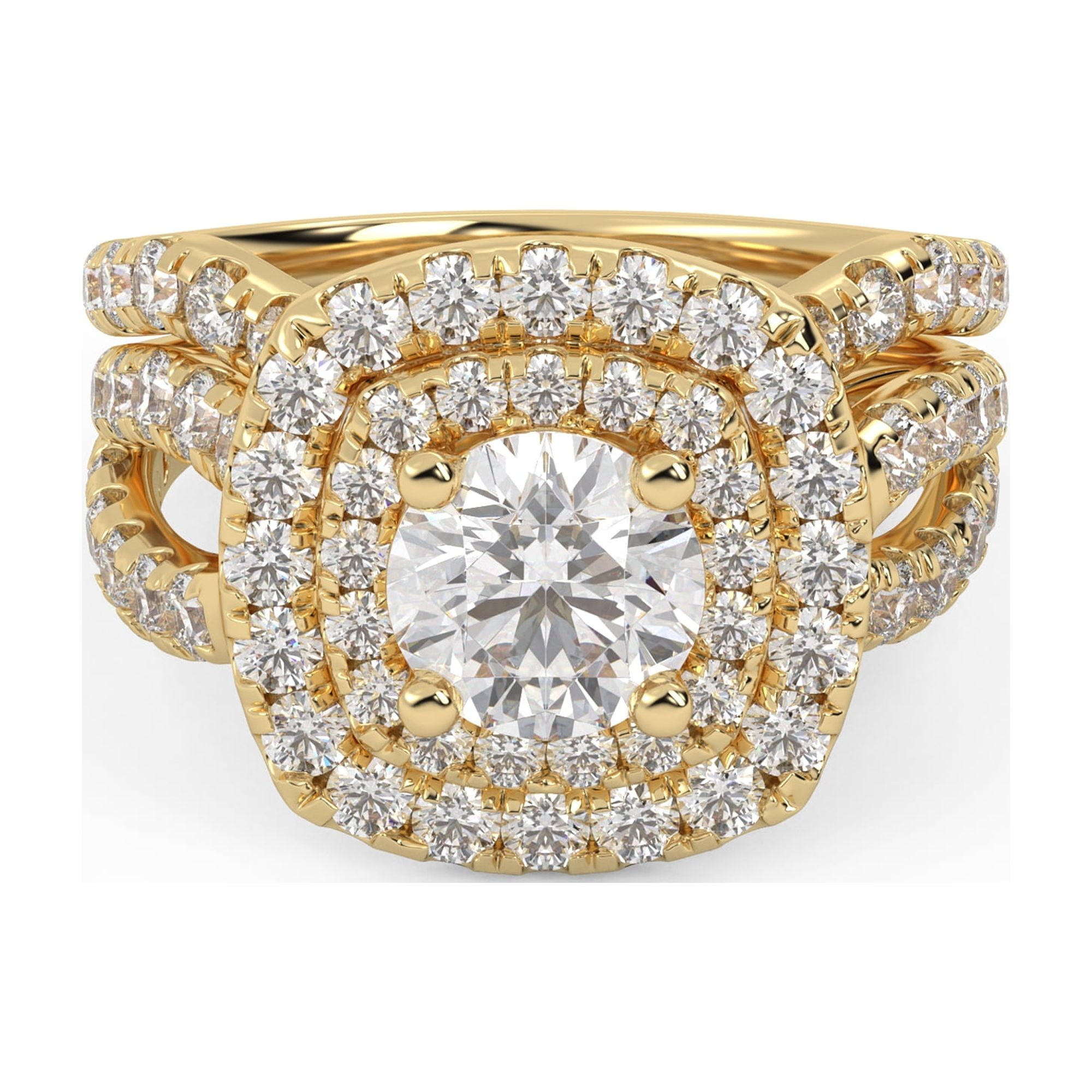 AFFY Double Halo Bridal Ring Set for Women Center 6.5mm Lab Created ...