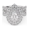 AFFY Double Halo Bridal Ring Set for Women Center 8.5x5.25mm Pear and ...