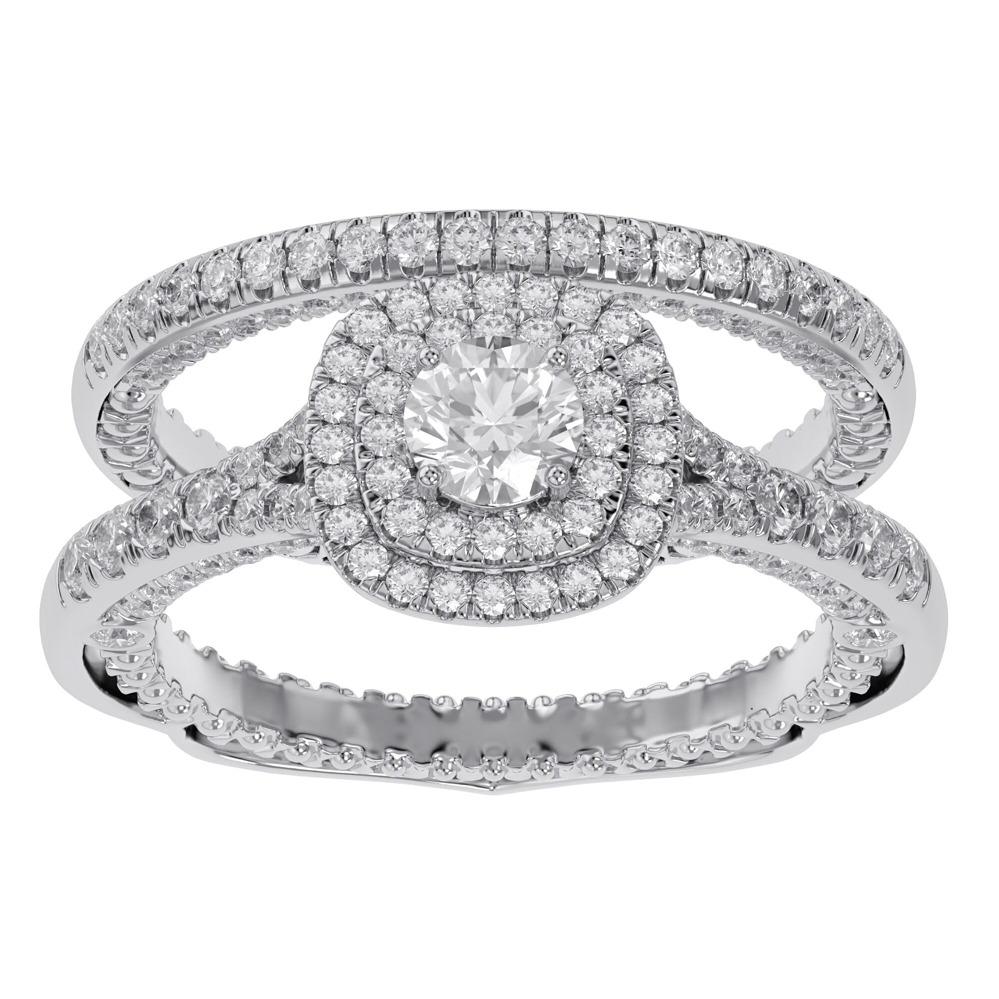 AFFY Double Halo Bridal Set Rings for Women, 1.25 Carat (Ctw) Lab ...