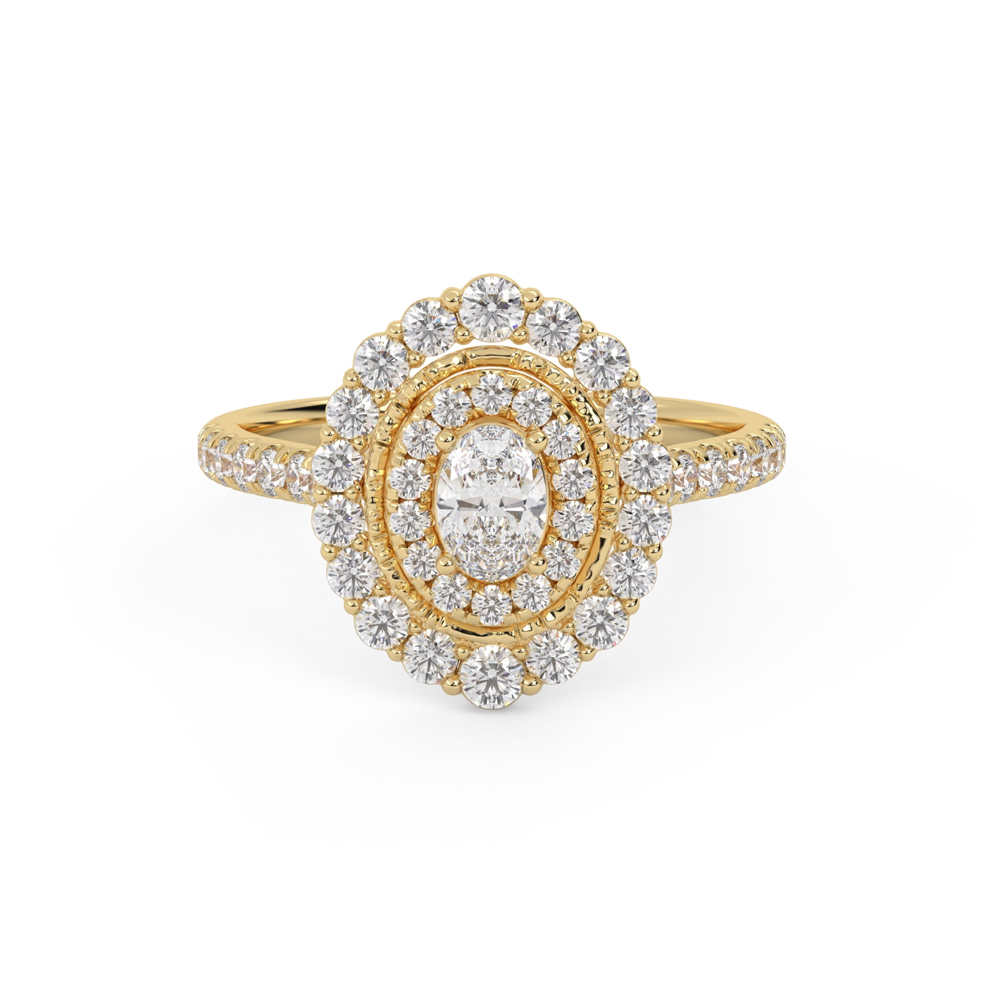 AFFY Double Halo Cluster Engagement Rings for Women, 1 Cttw Oval And ...