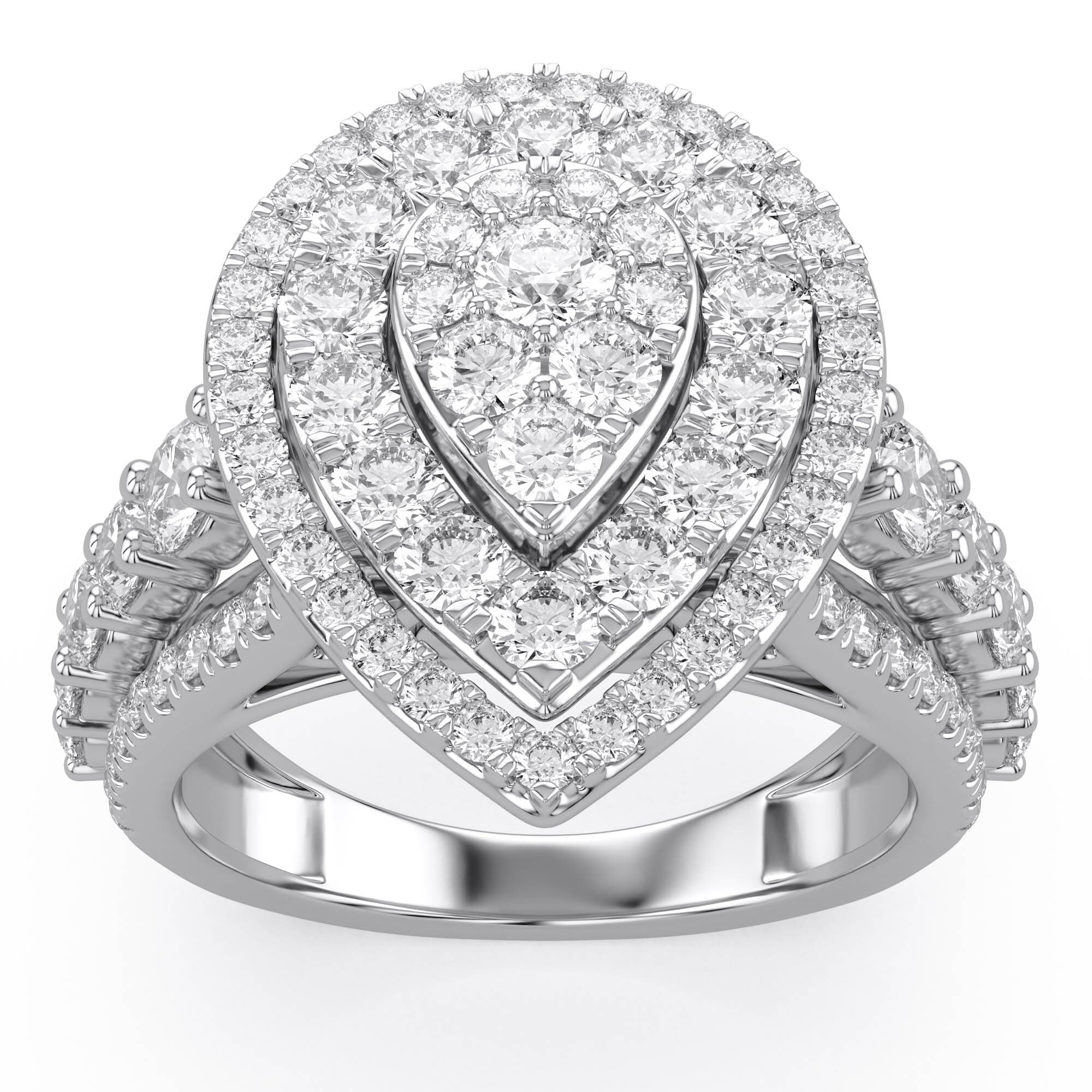 AFFY Double Halo Engagement Ring for Women, 2.00 Carat (ctw) Round Cut ...