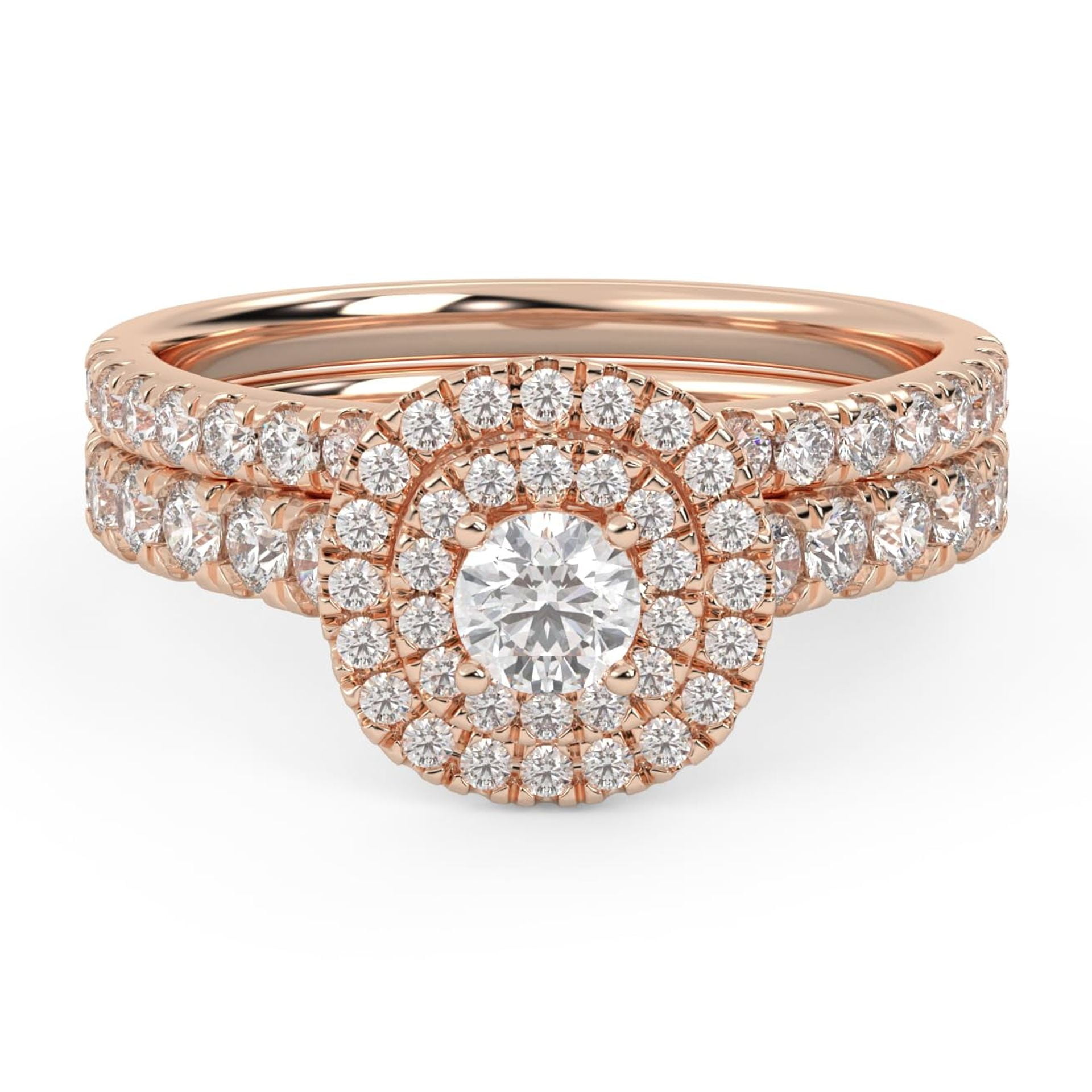 AFFY Double Halo Solitaire Bridal Ring Set for Women Center 3.5MM Round ...
