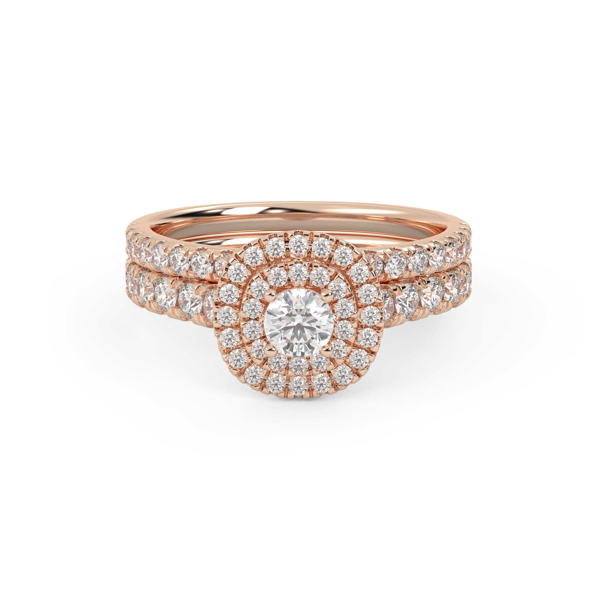 AFFY Double Halo Solitaire Bridal Ring Set for Women Center 3.5MM Round ...