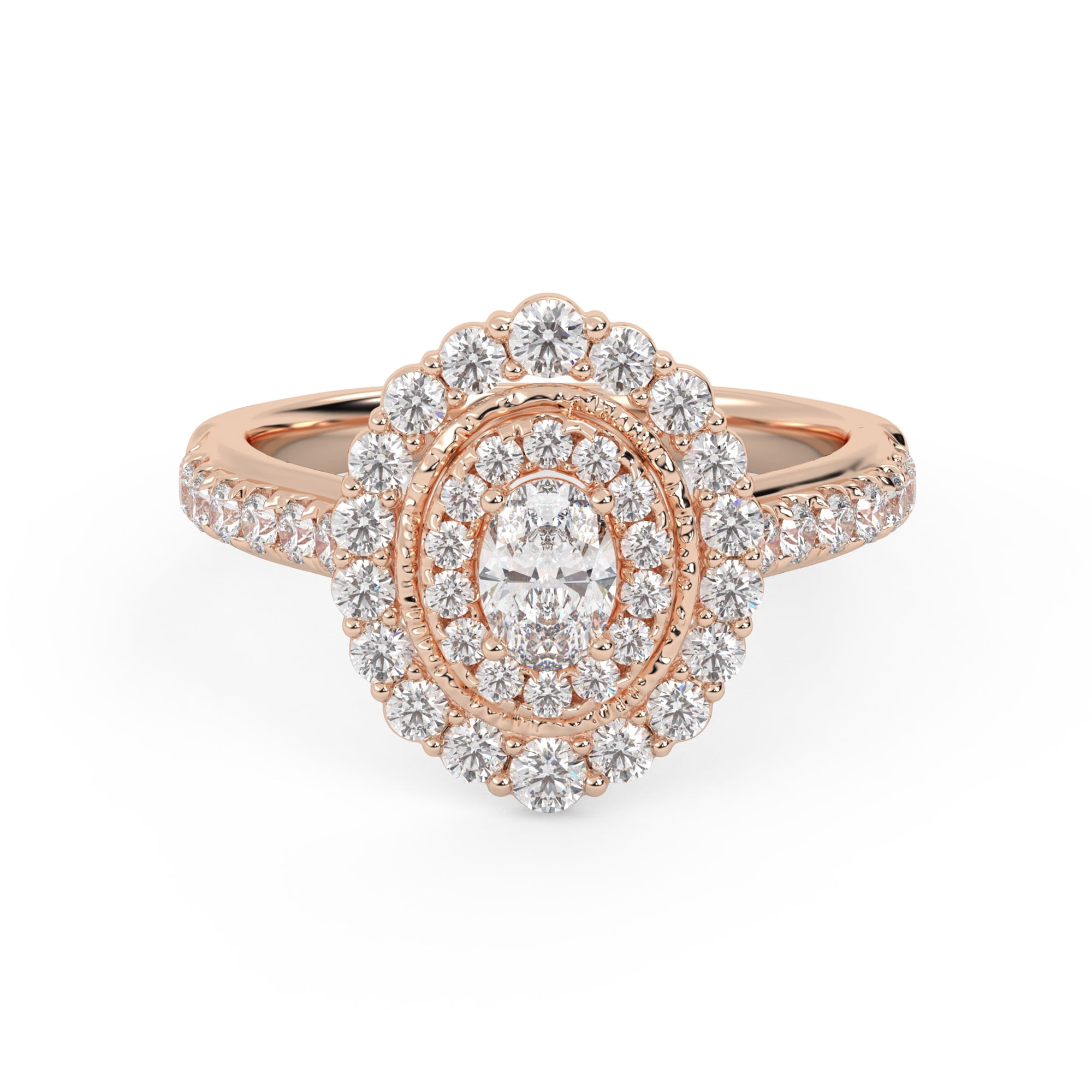 AFFY Double Halo Solitaire Engagement Ring for Women, 1.05 Carat (ctw ...