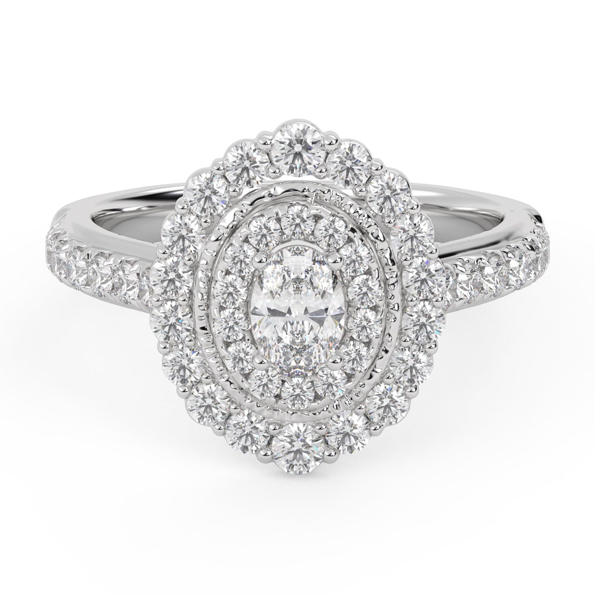 AFFY Double Halo Solitaire Engagement Ring for Women, 1.05 Carat (ctw ...