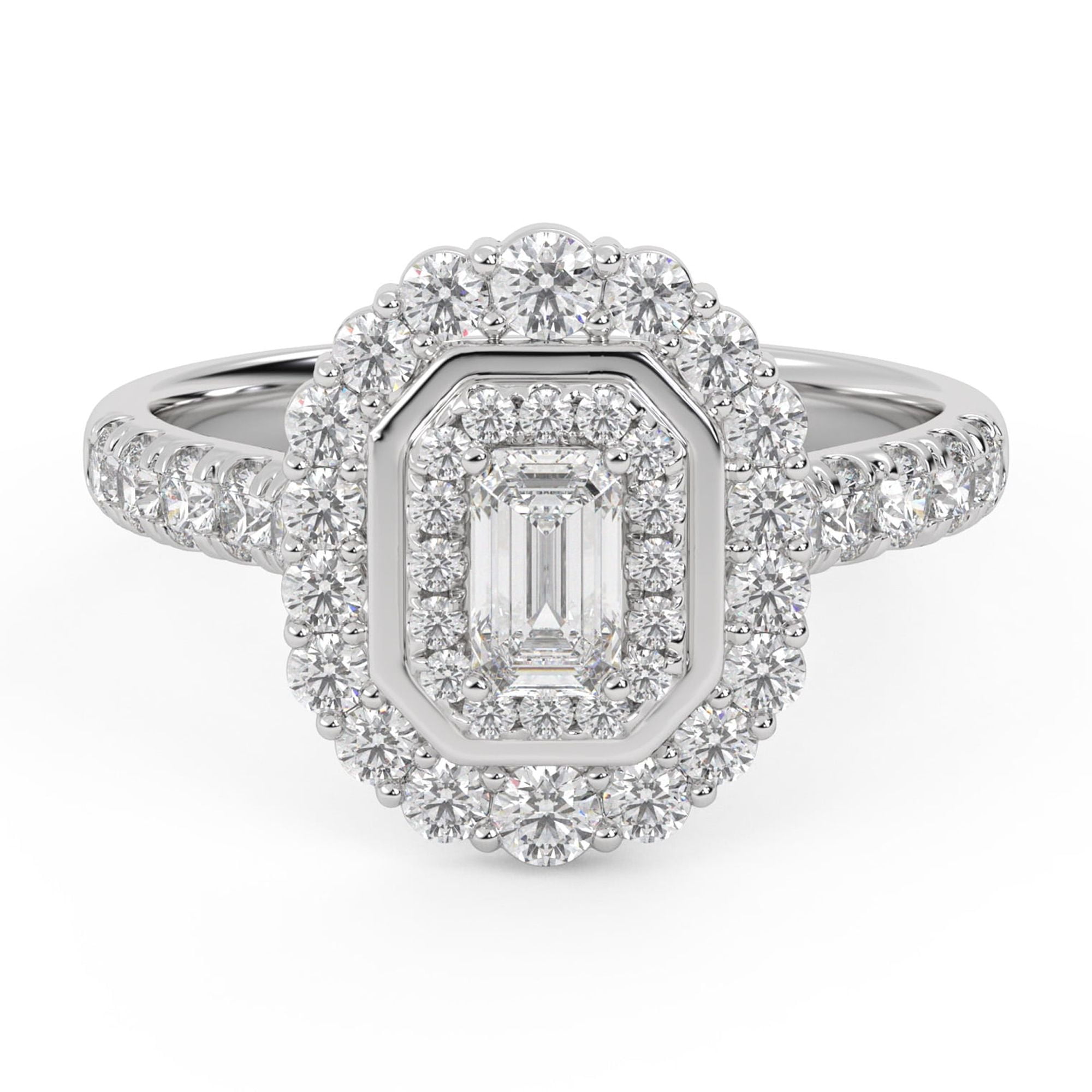 AFFY Double Halo Solitaire Engagement Rings for Women, 1.10 Carat (ctw ...