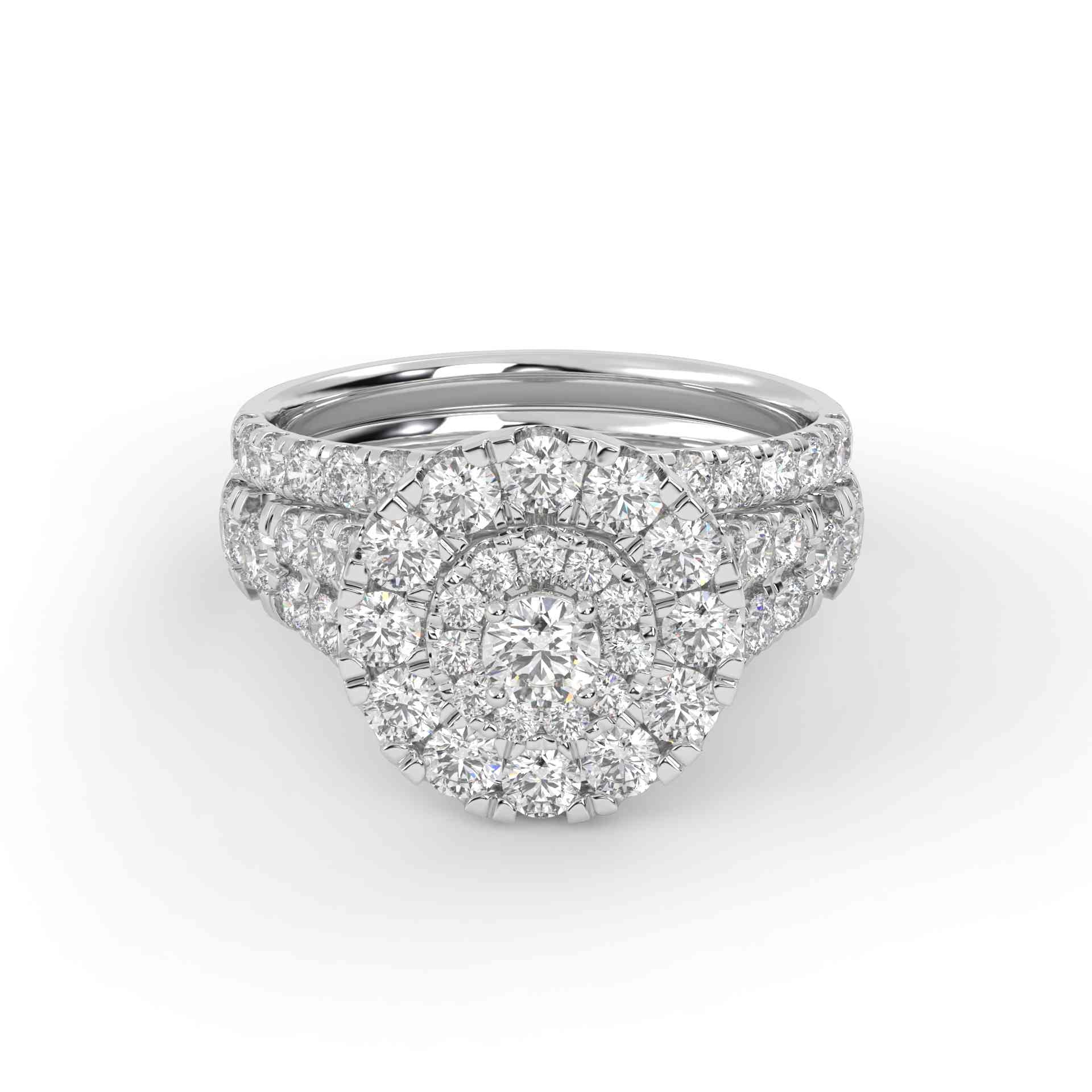 AFFY Double Halo Split Shank Bridal Ring Set for Women, Center 3.5mm ...