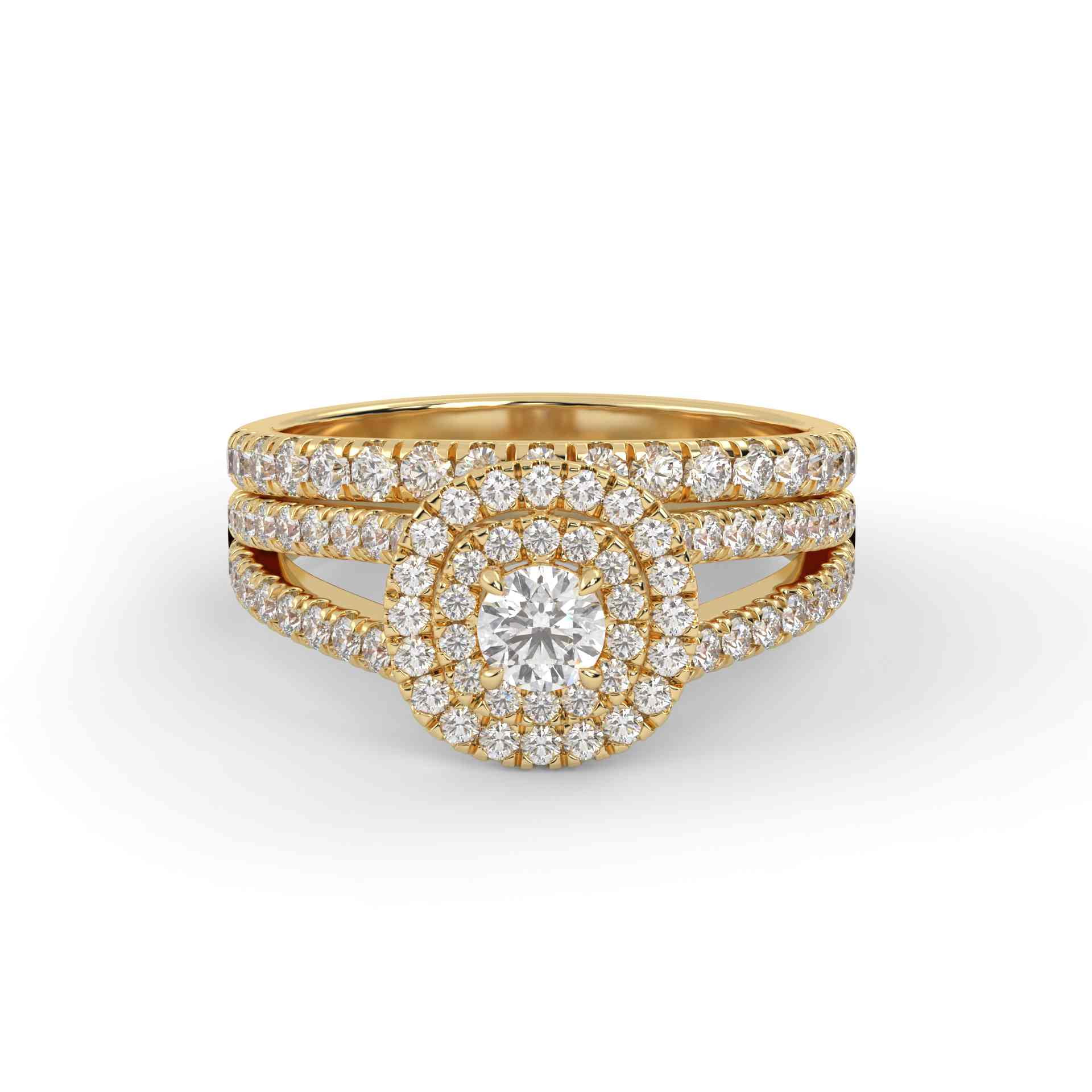 AFFY Double Halo Split Shank Bridal Ring Set for Women, Center 4mm Lab ...