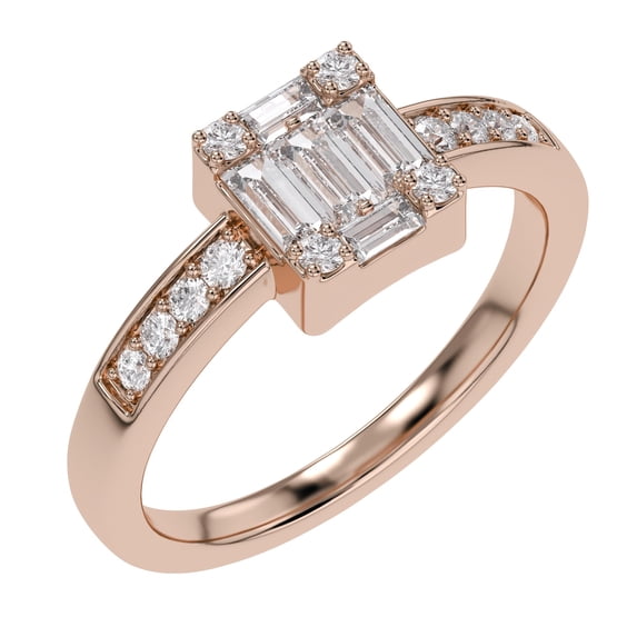 AFFY Engagement Ring for Women, 0.60 Carat (ctw) Baguette and Round Cut ...