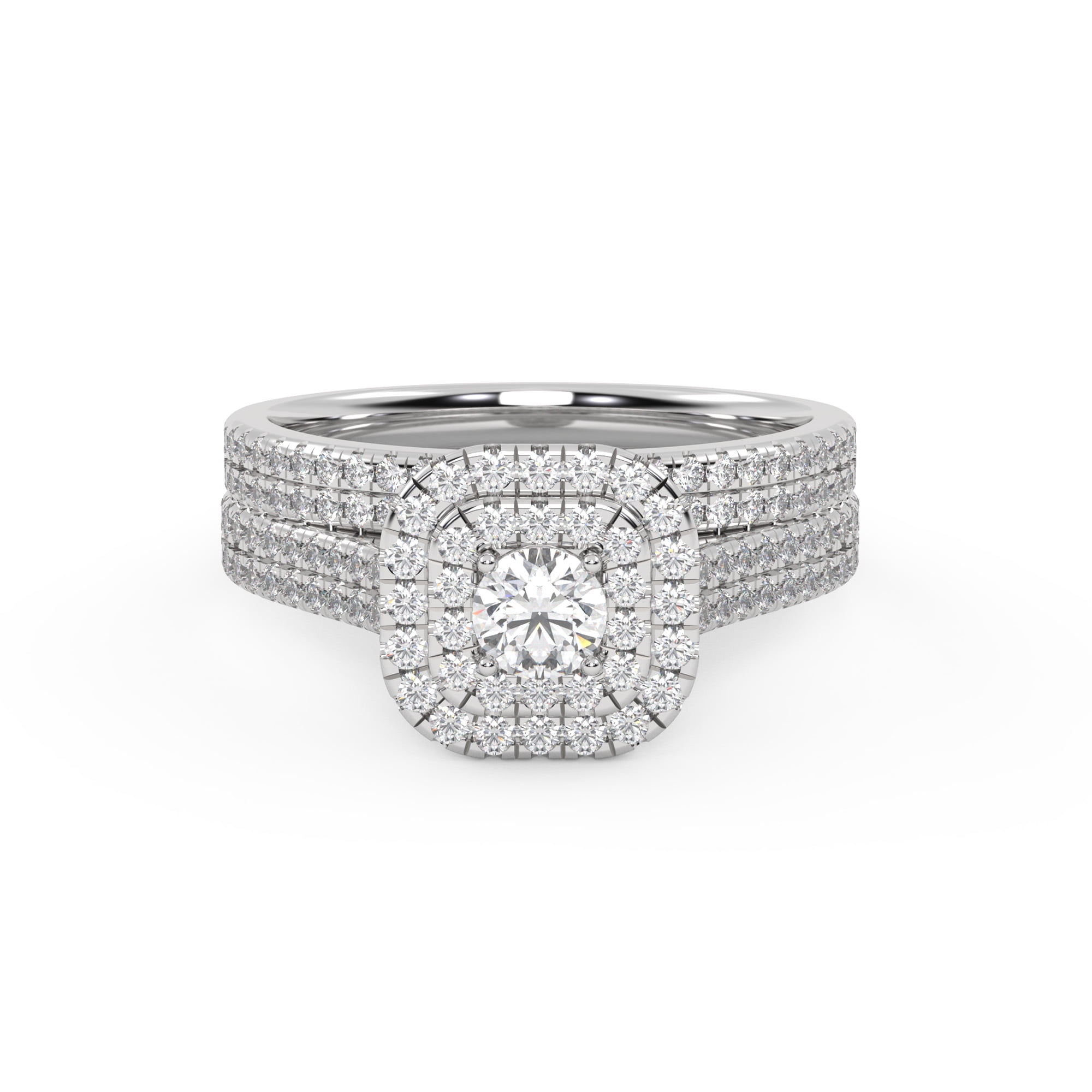 AFFY Eternity Double Row Halo Bridal Set Ring for Women, 1.00 Carat ...