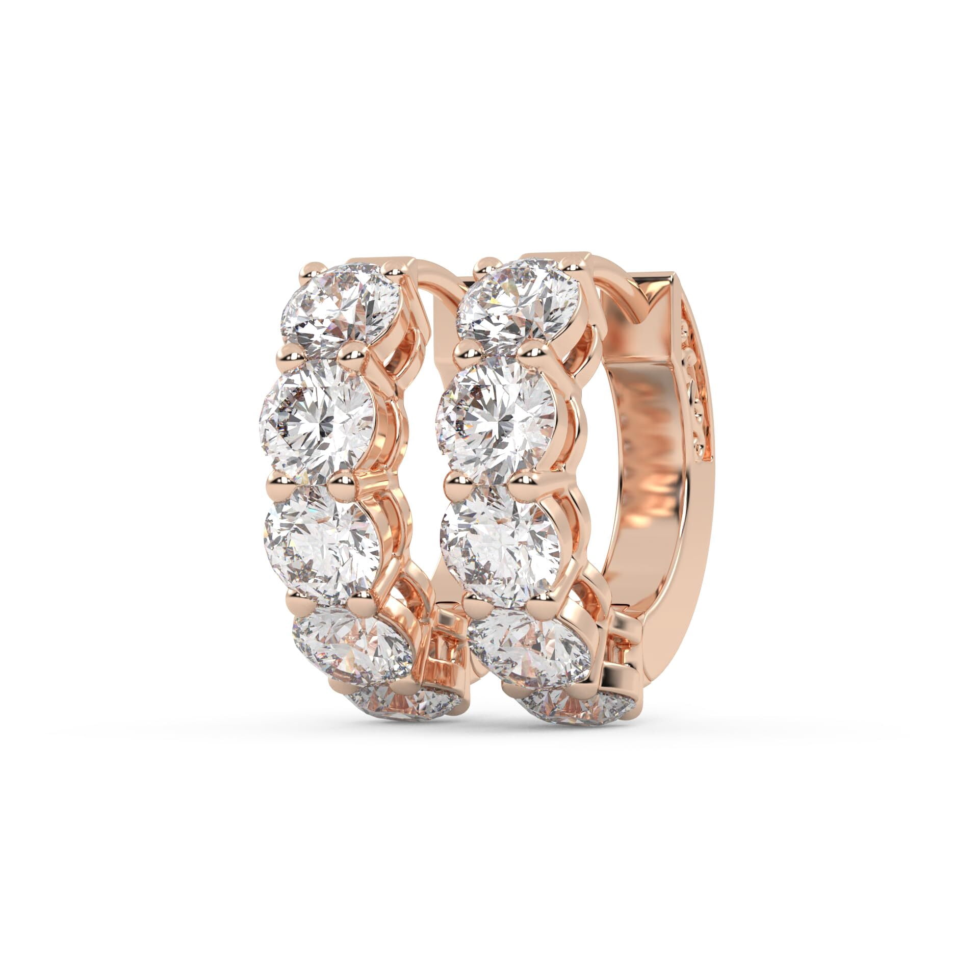 AFFY Five Stone Hoop Earrings for Women 4MM Round Cut Lab Created ...