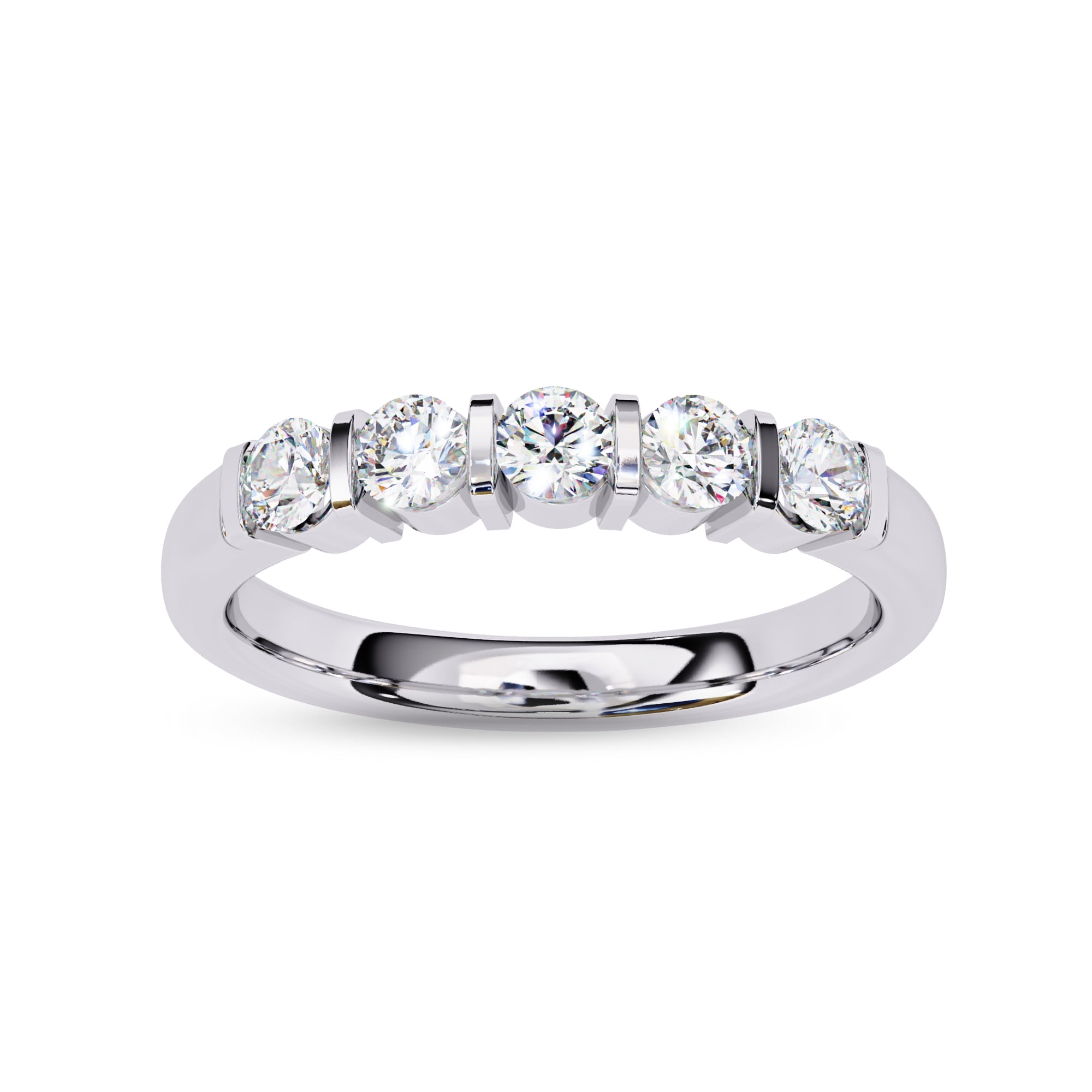 AFFY Five Stone Wedding Band Ring for Women, 0.50 Carat (ctw) Round Cut ...