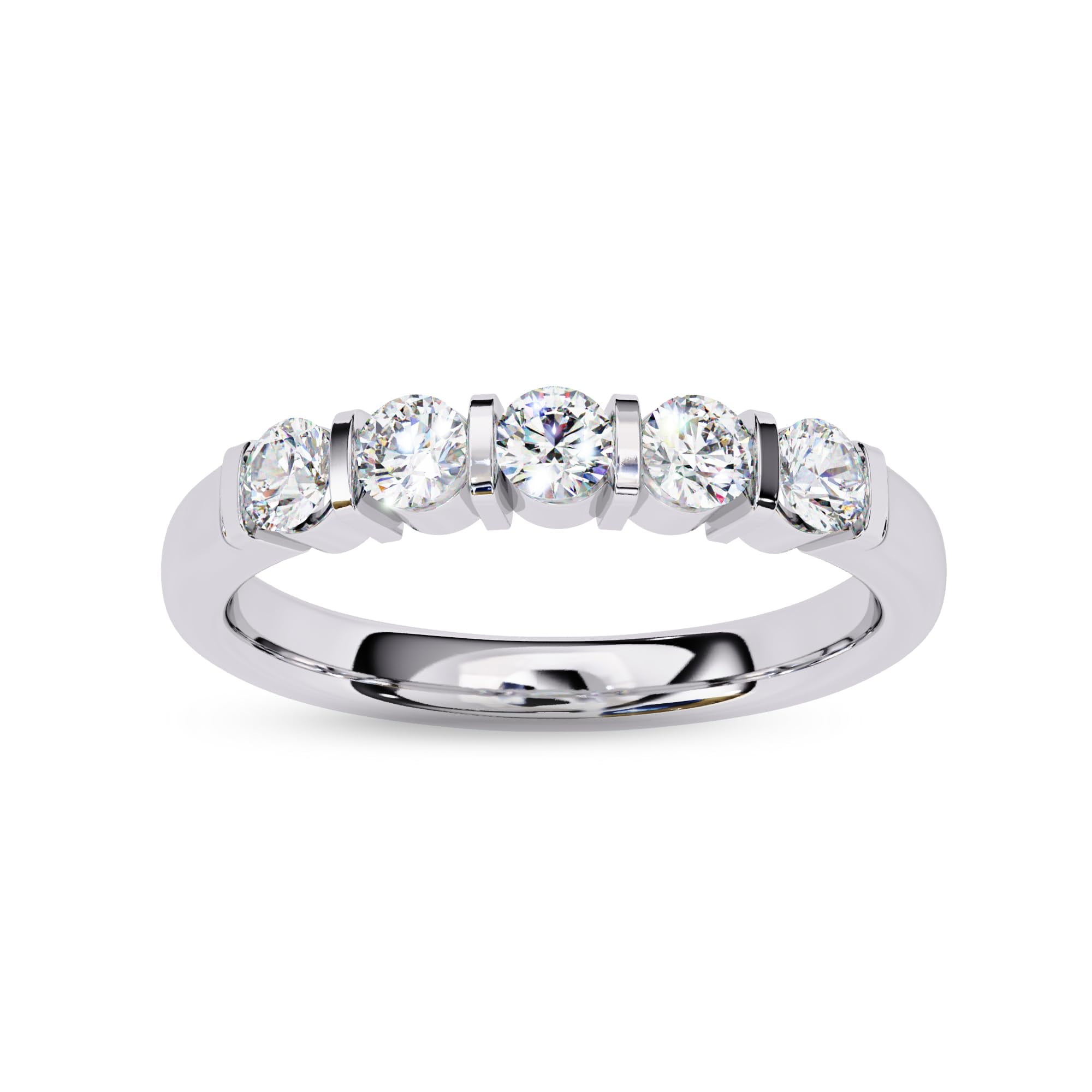 AFFY Five Stone Wedding Band Rings for Women, Round Cut Lab Created ...