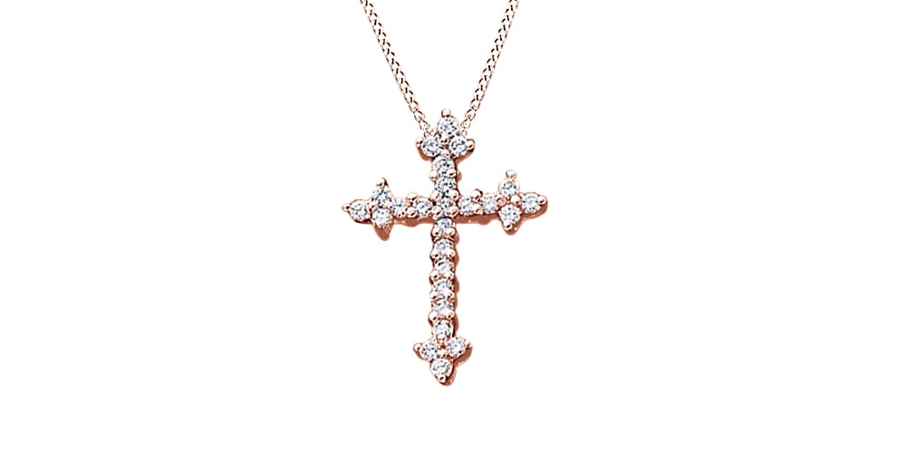AFFY Flawless Natural Diamond Gothic Cross Pendant in 14K Solid Rose ...