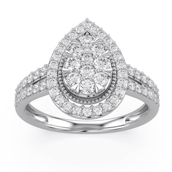 AFFY Floral Style Bypass Promise Ring for Women, 0.50 Carat (ctw) Round ...