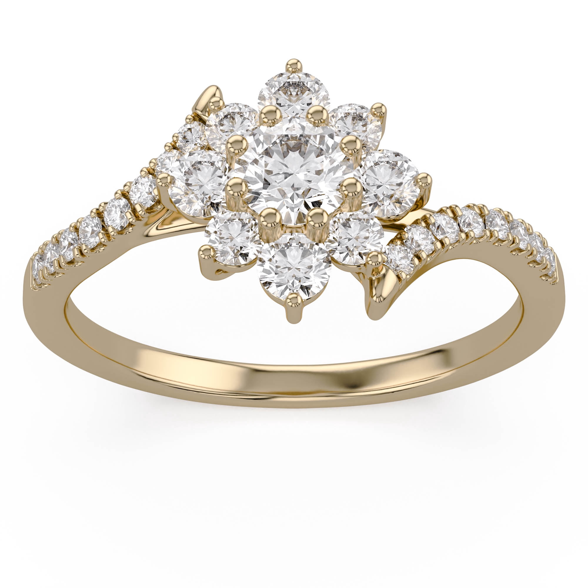 AFFY Floral Style Bypass Promise Ring for Women, 0.50 Carat (ctw) Round ...