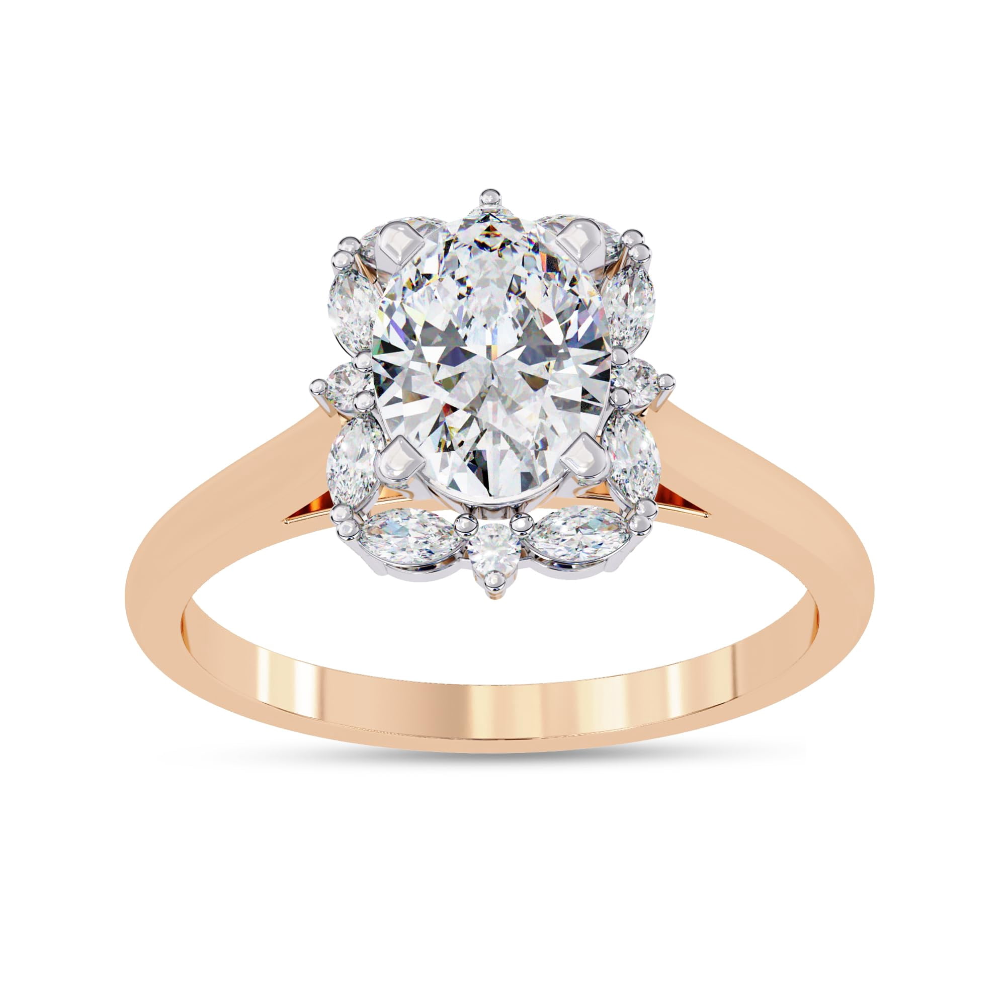 AFFY Floral Style Halo Solitaire Engagement Rings For Women Center ...