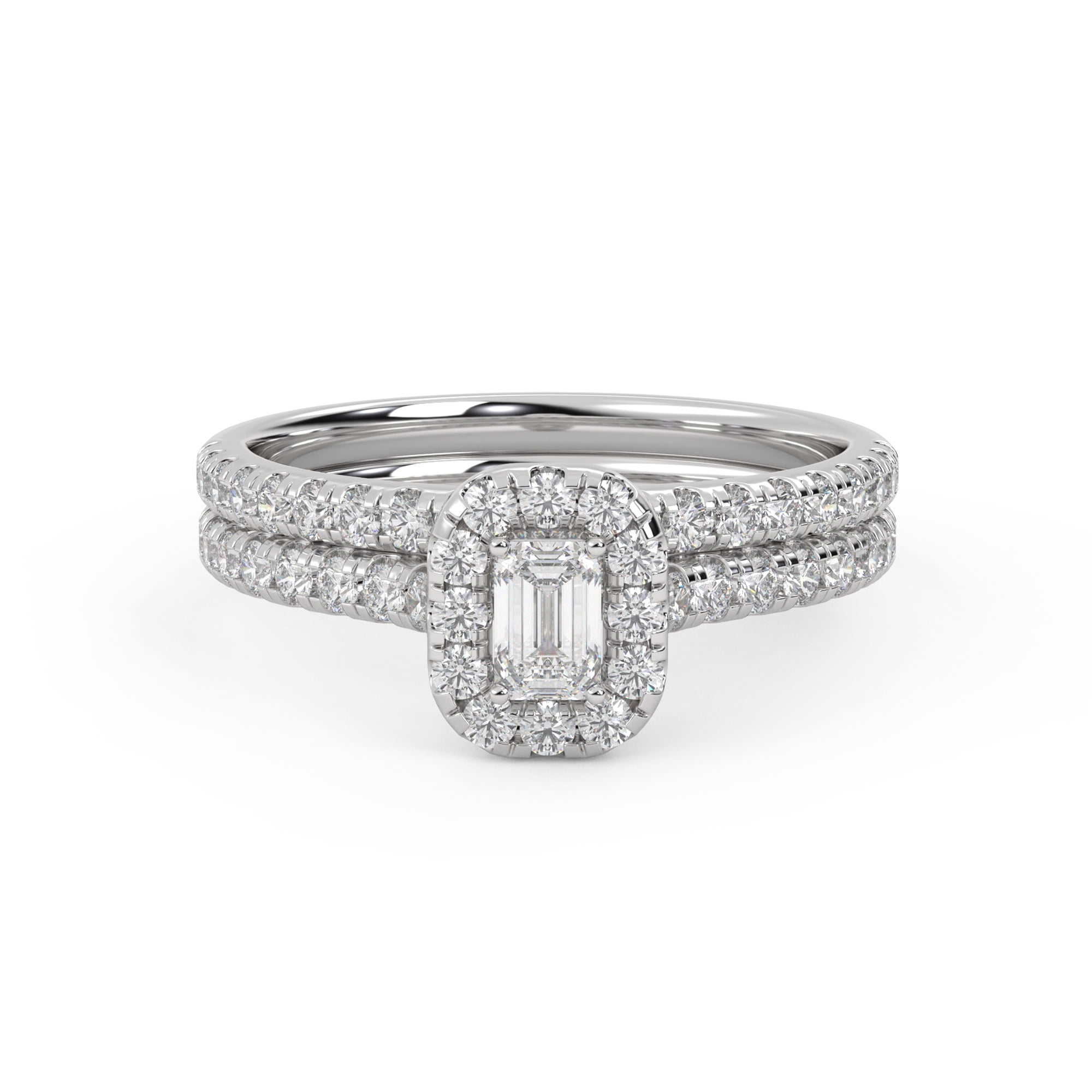 AFFY Half Eternity Halo Bridal Set Rings for Women, 0.95 Carat (ctw ...