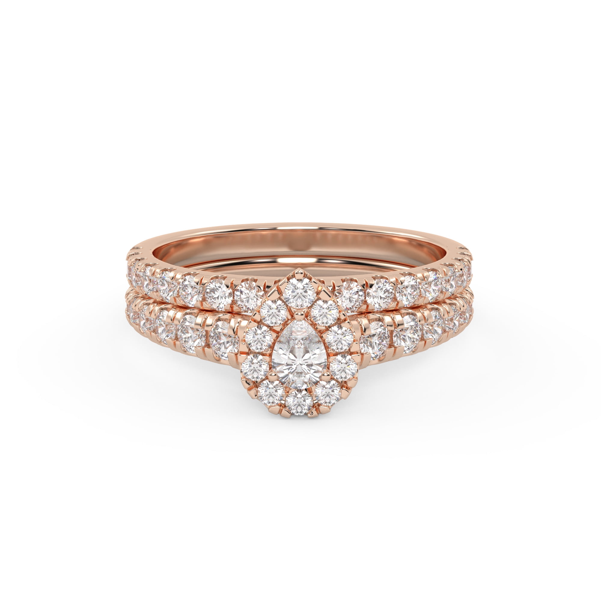 AFFY Half Eternity Halo Solitaire Bridal Set Ring for Women, 1.10 Carat ...