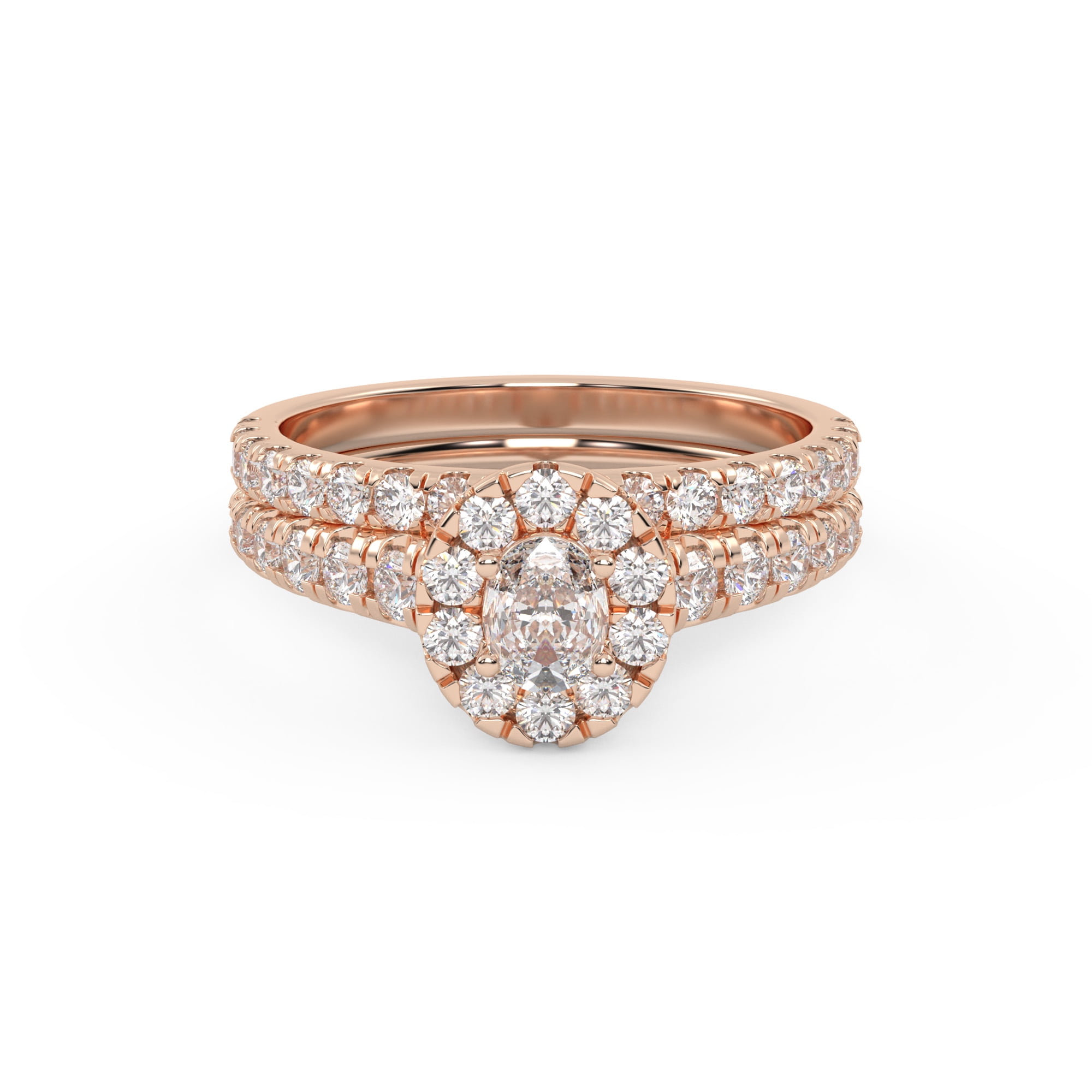 AFFY Half Eternity Halo Solitaire Bridal Set Ring for Women, 1.20 Carat ...