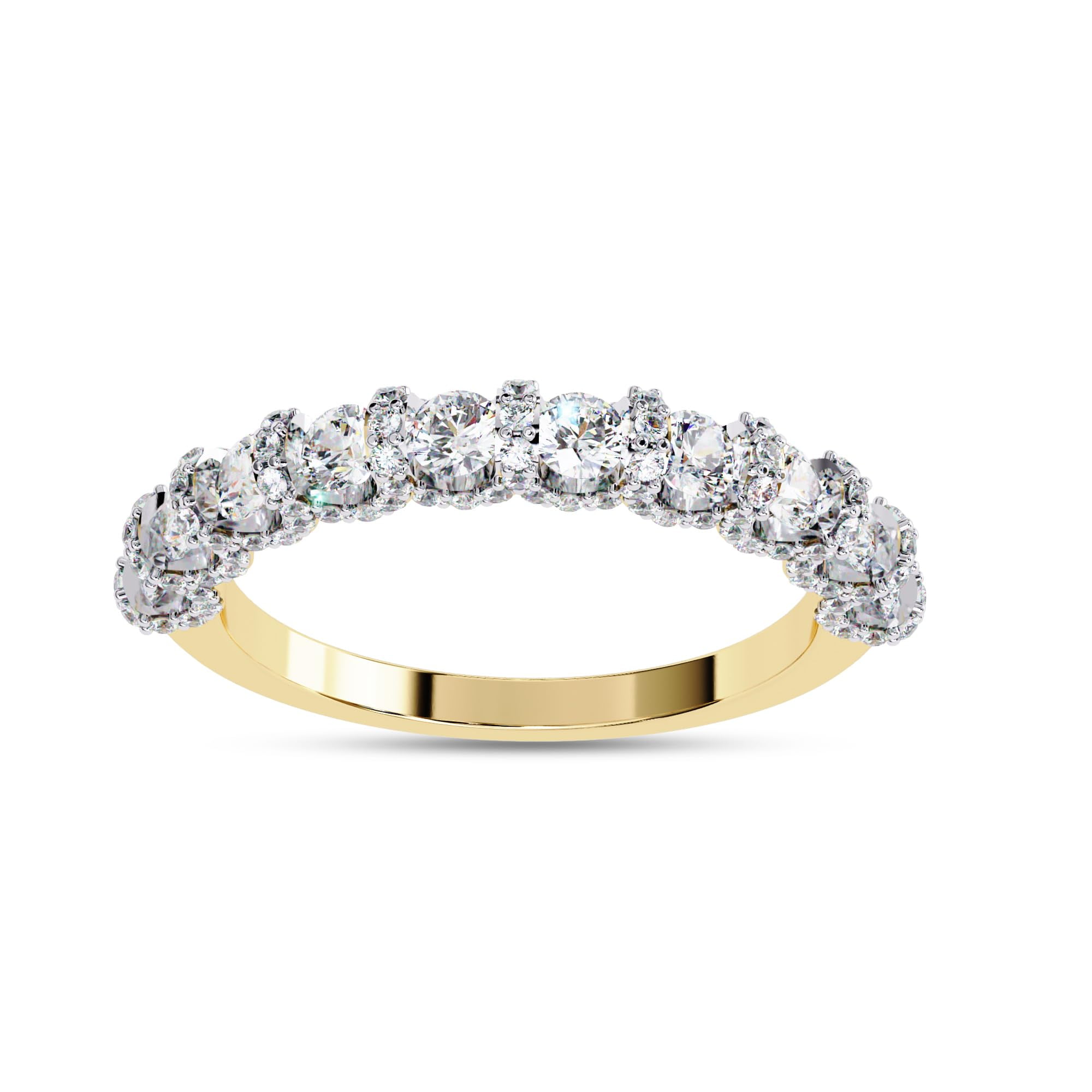 AFFY Half Eternity Wedding Band Ring for Women, Round Cut Lab Created ...