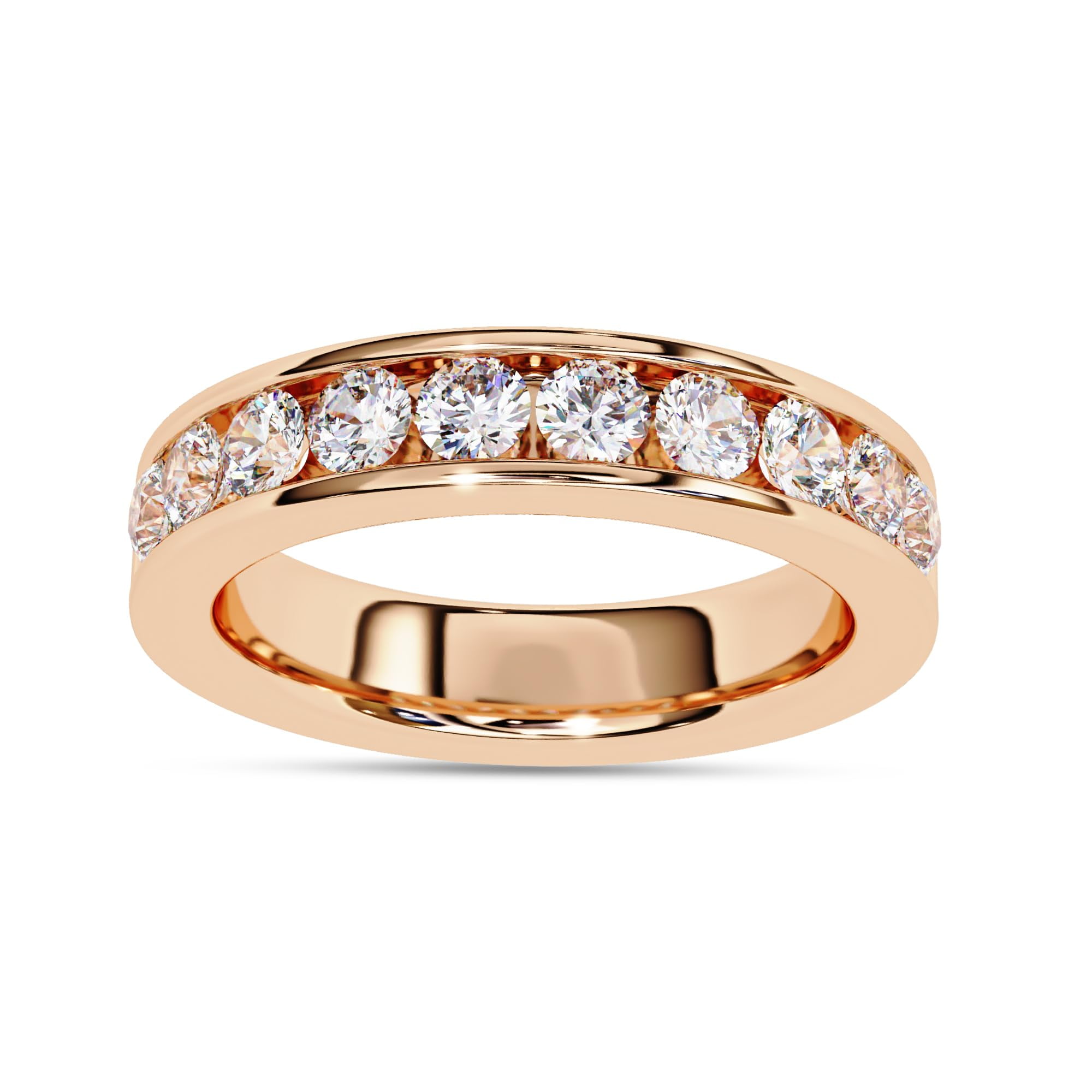 AFFY Half Eternity Wedding Band Rings for Women, 3MM Round Cut Lab ...