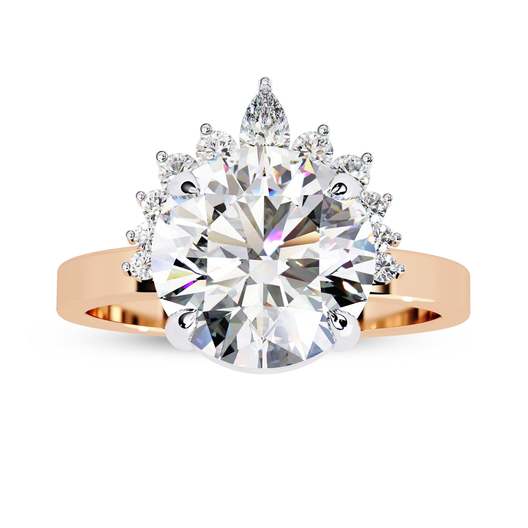 AFFY Half Halo Solitaire Engagement Rings for Women, Center 9.6mm Round ...