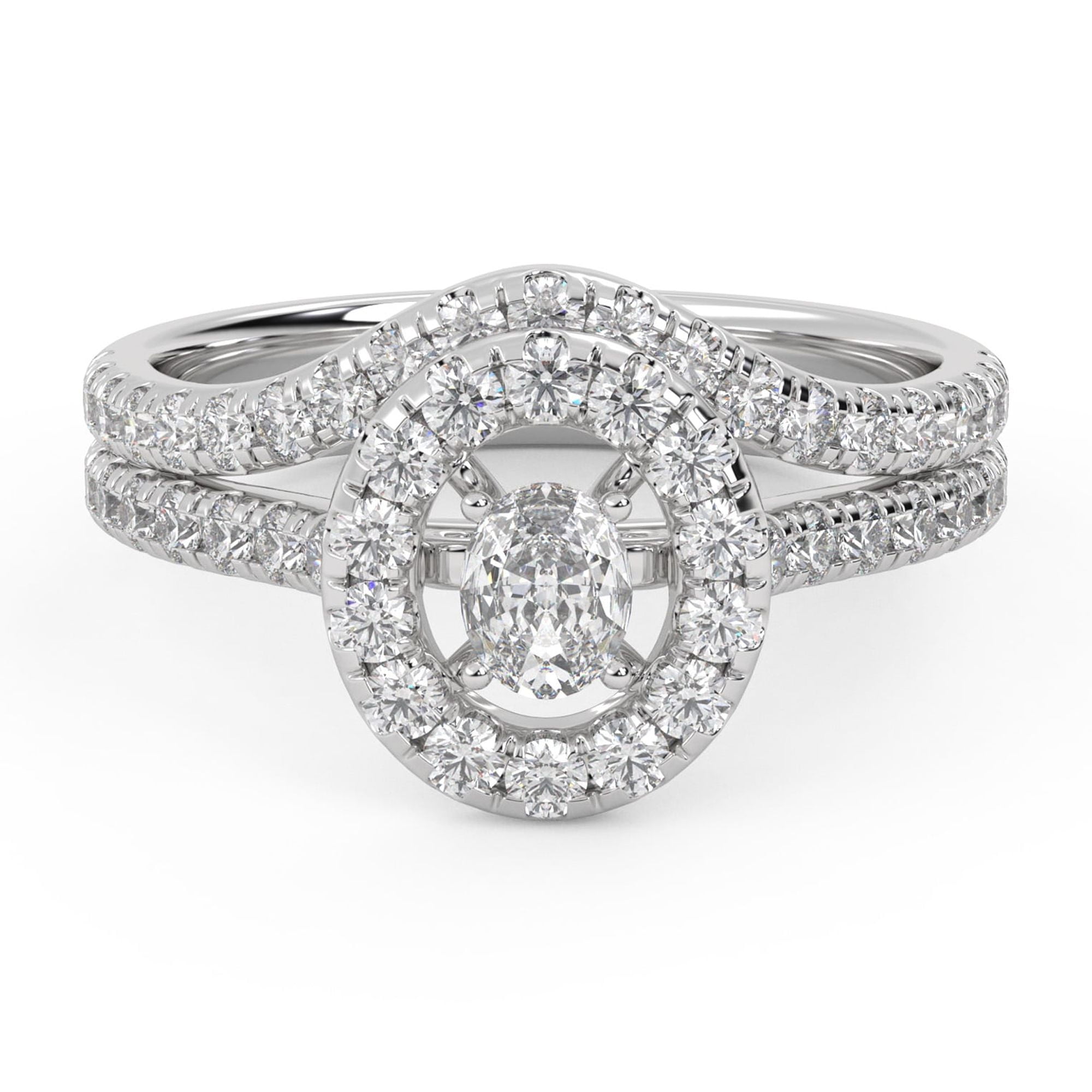 AFFY Halo Engagement Ring With Curved Band Bridal Set Ring for Women, 0 ...