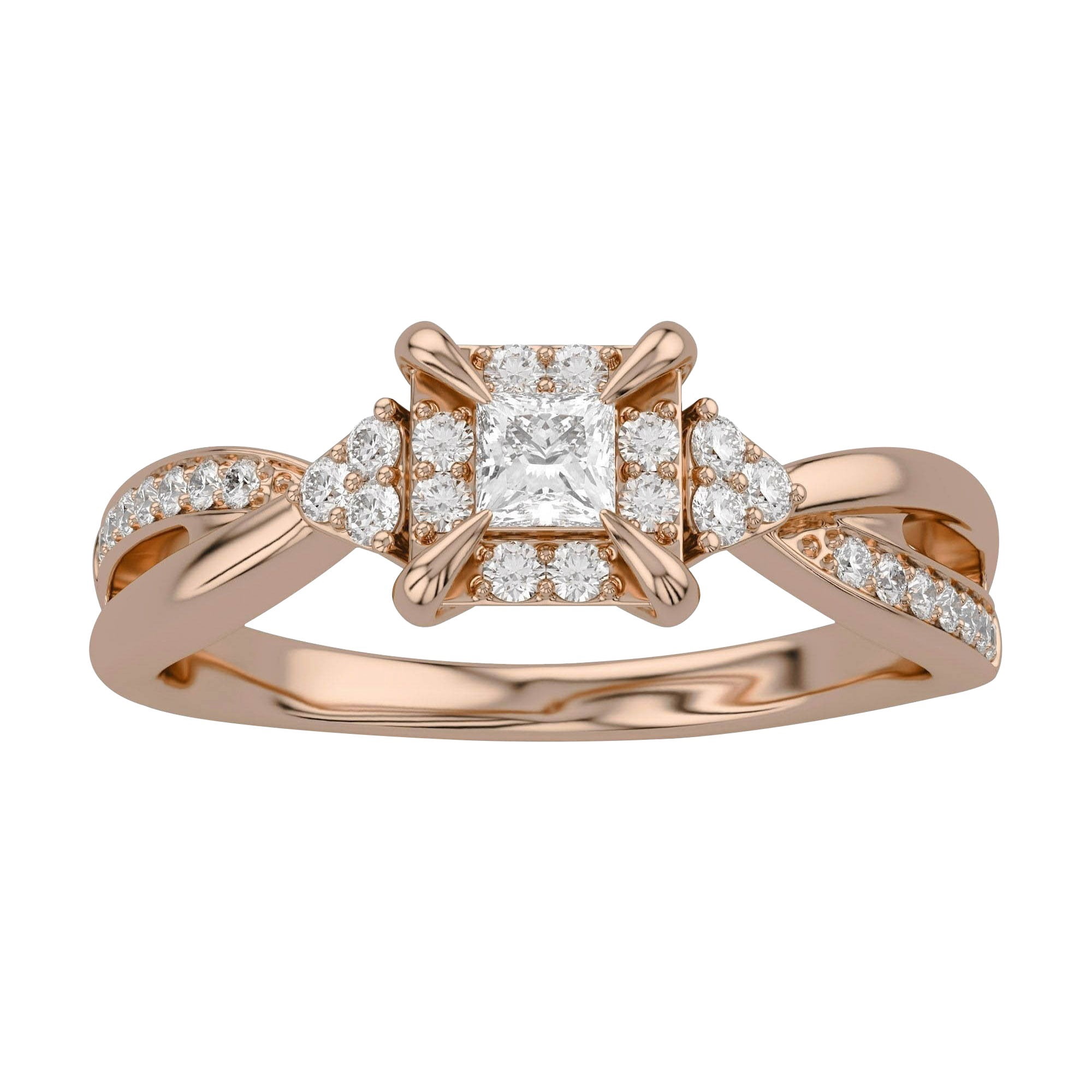 AFFY Halo Promise Ring for Women, 0.25 Carat (Ctw) Princess and Round ...